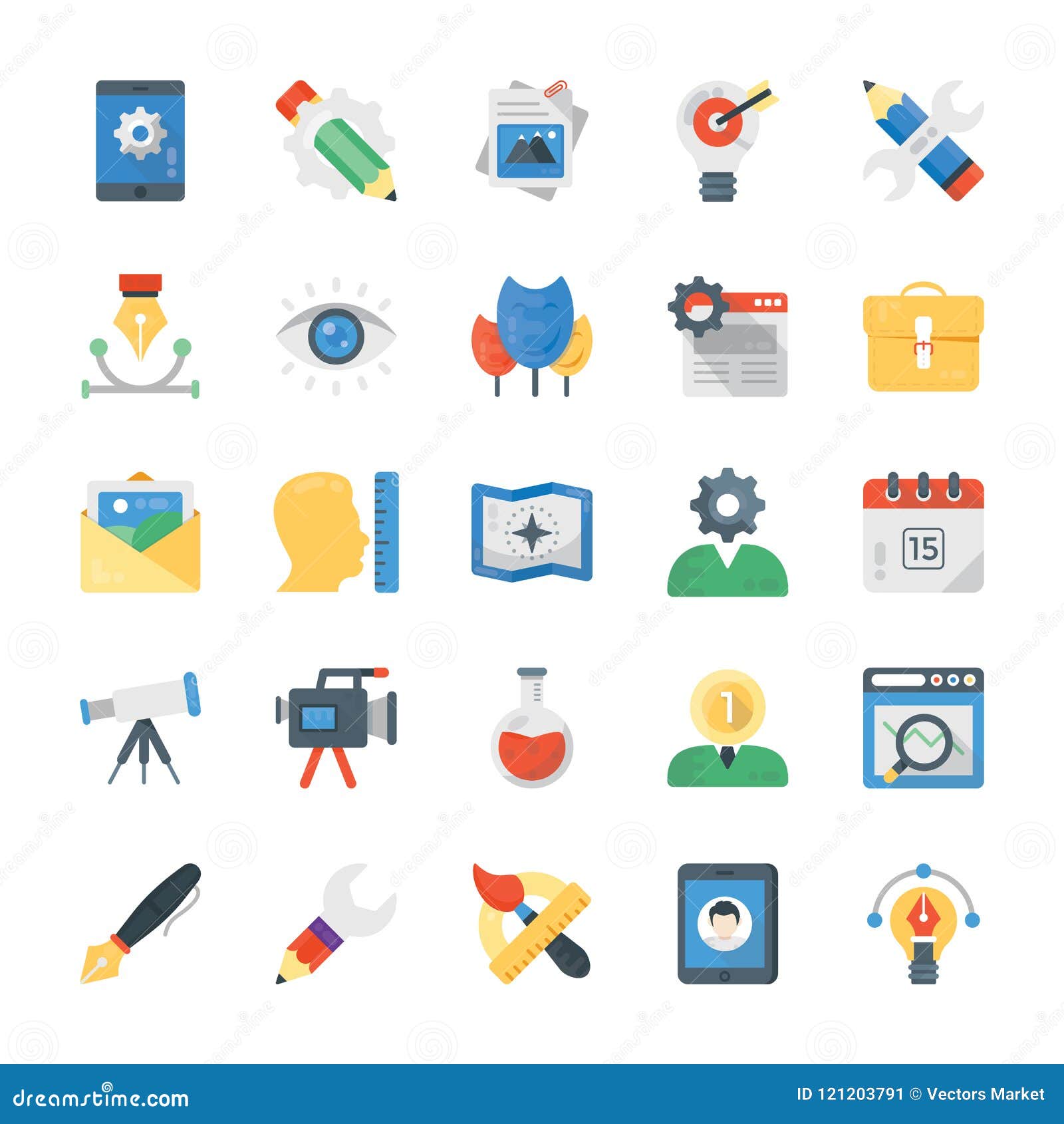 Creative Process Flat Icons Set Stock Illustration - Illustration of ...