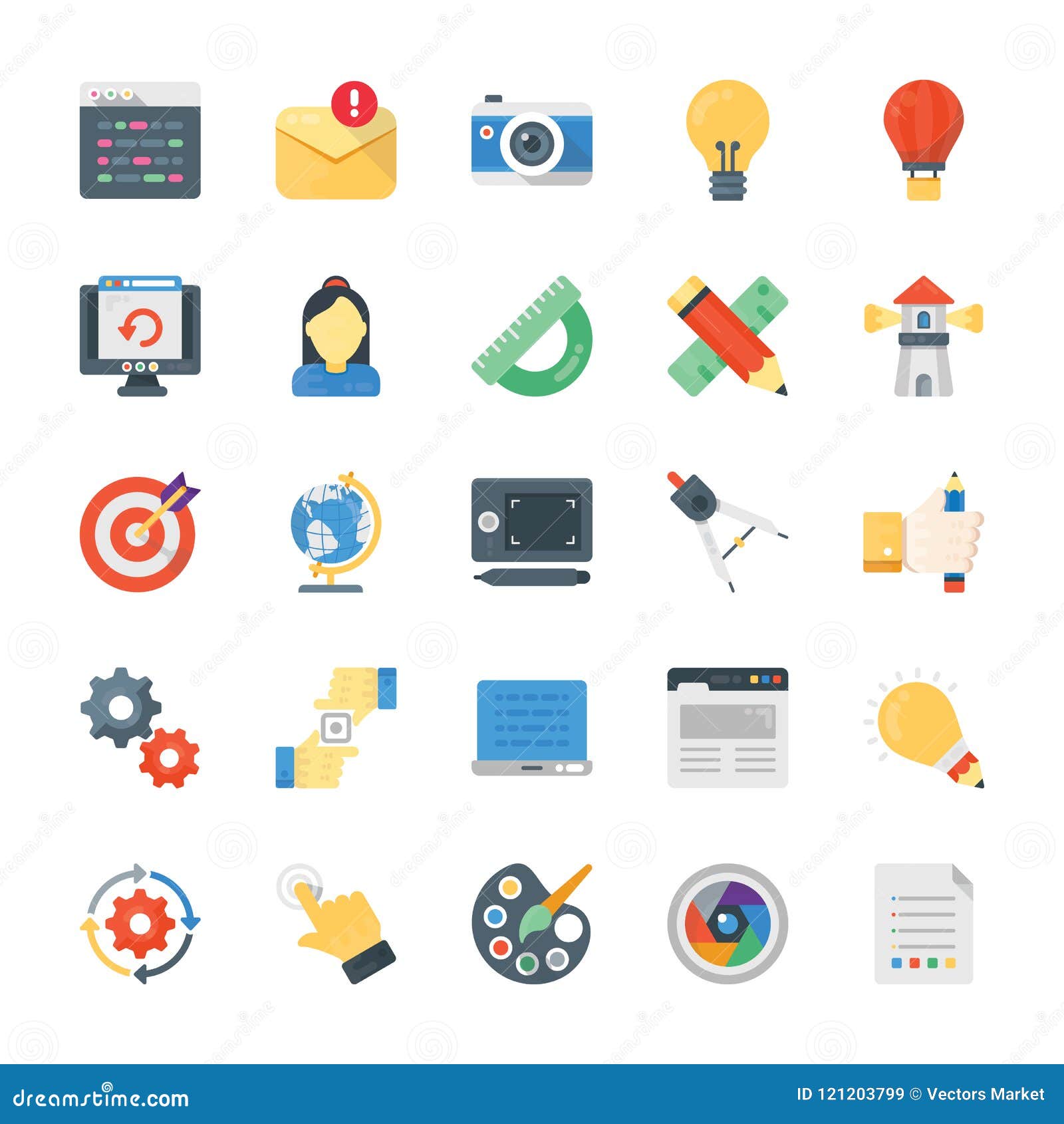 Creative Process Flat Vector Icons Set Stock Illustration ...