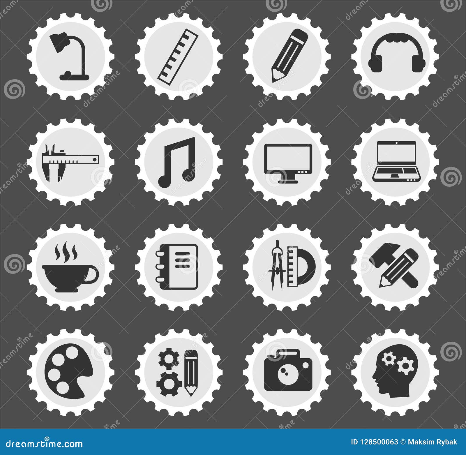 Creative process icon set stock vector. Illustration of creative ...