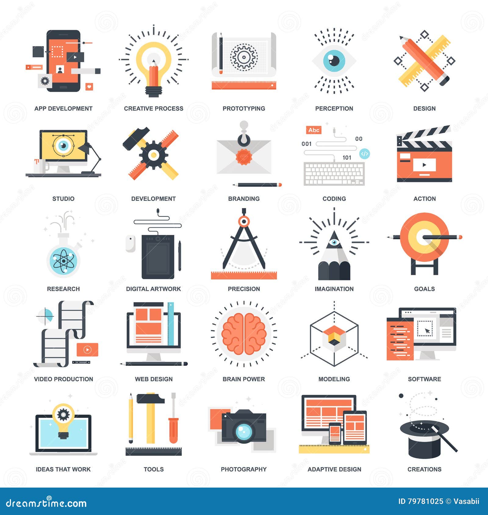 Creative Process icons stock vector. Illustration of interface - 79781025