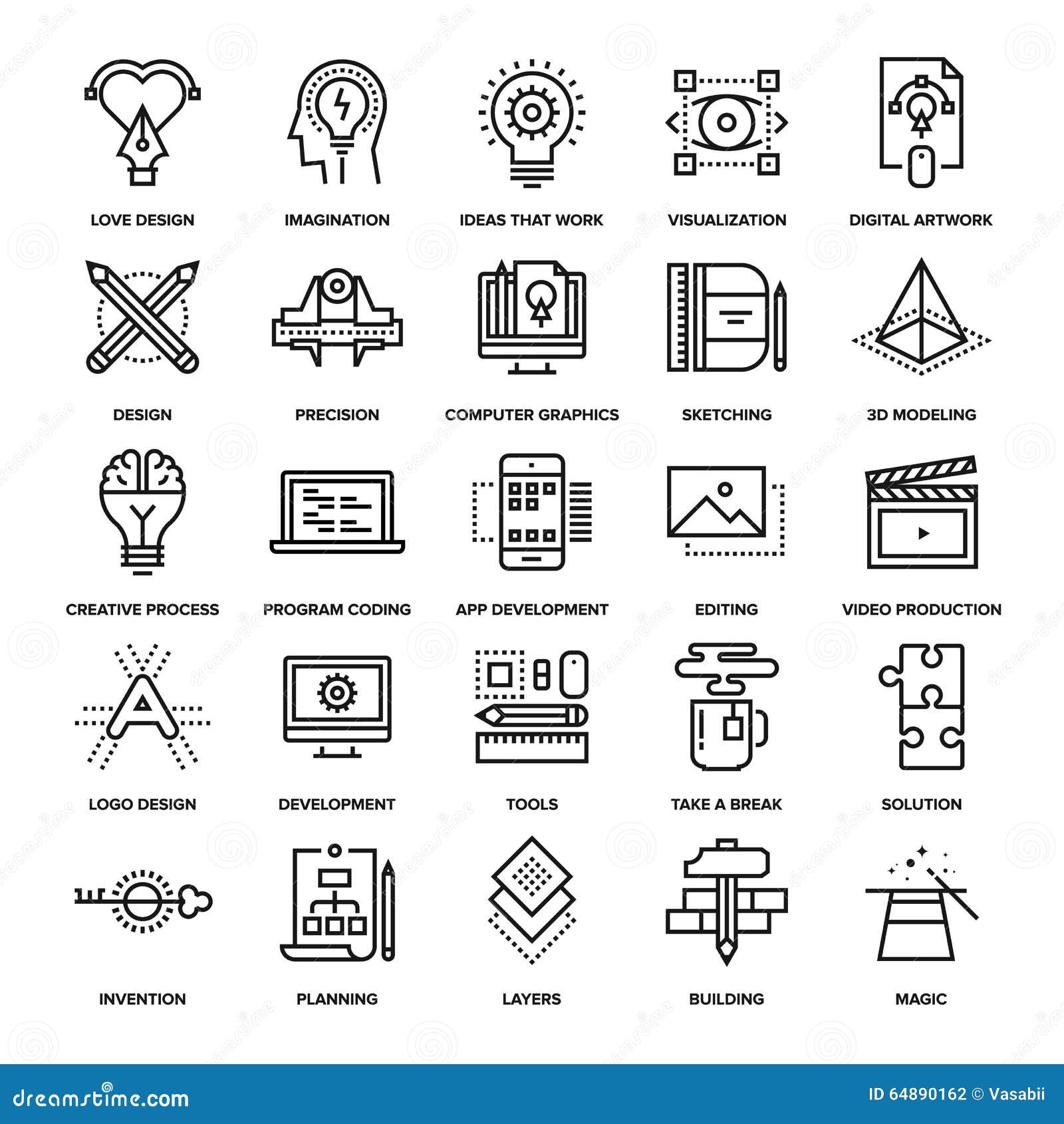 Creative Process Icons stock vector. Illustration of idea - 64890162