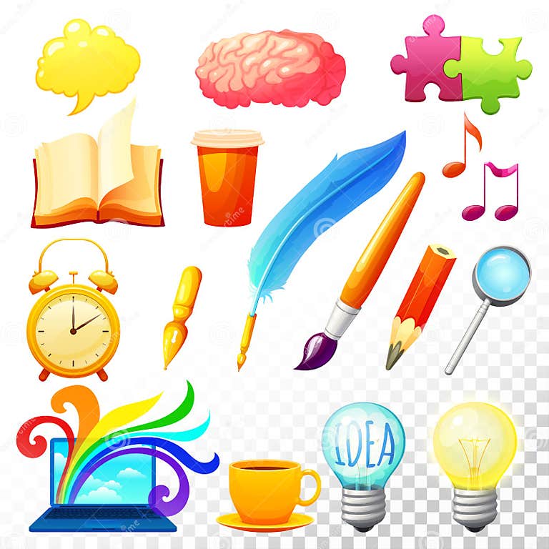 Creative Process Icons Set stock vector. Illustration of music - 84513236