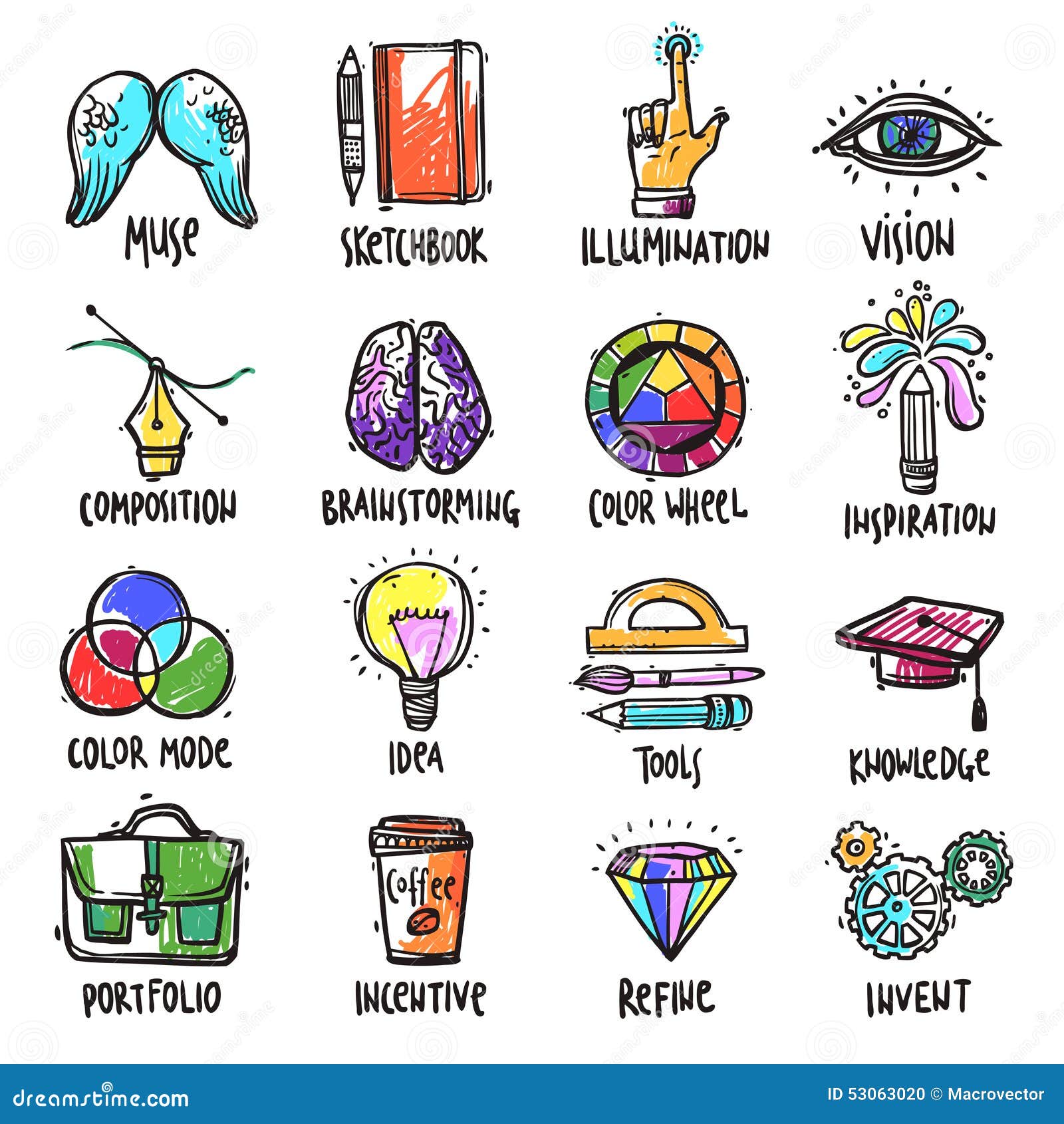 Creative Process Icons Set stock vector. Illustration of color - 53063020