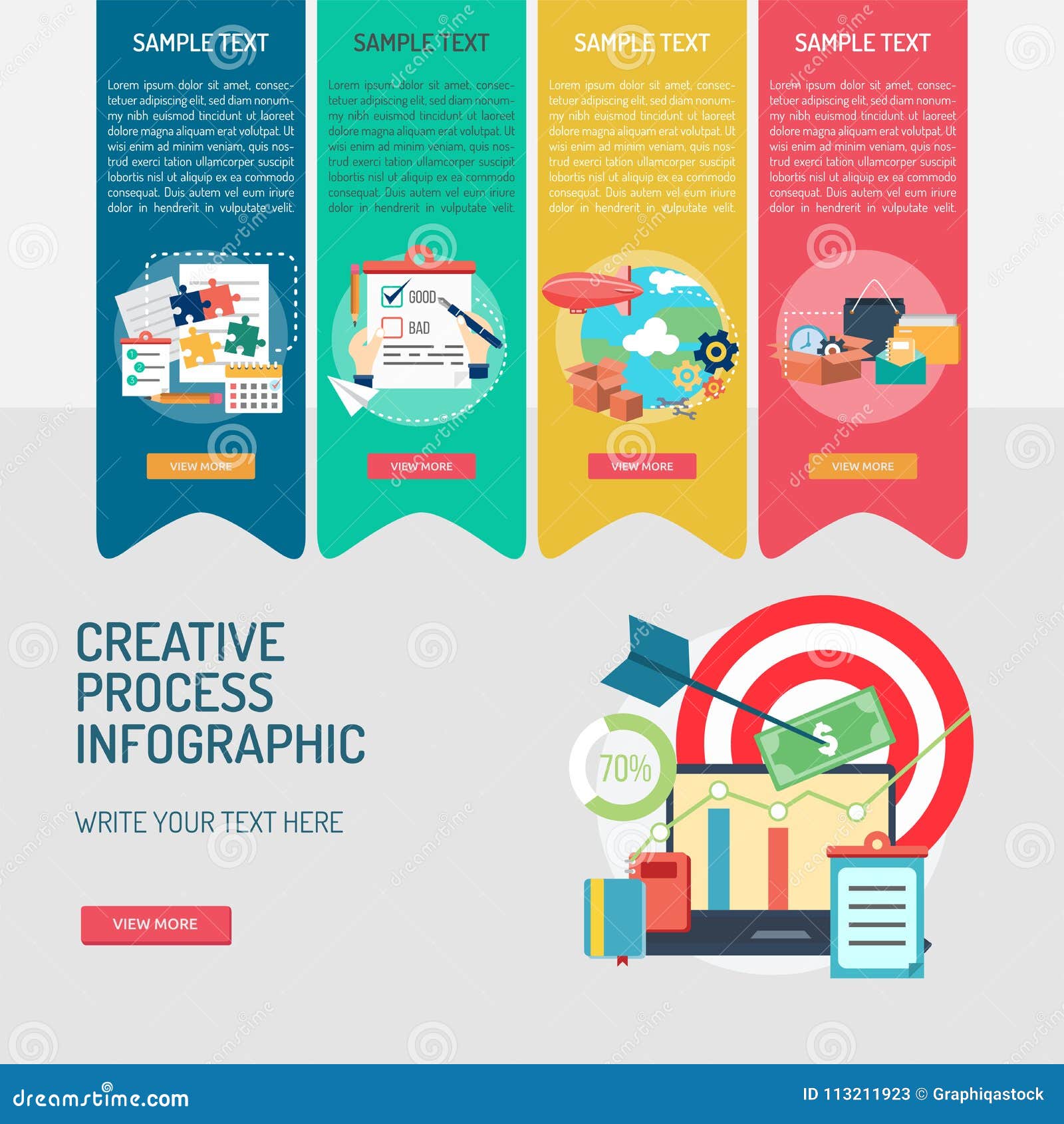 Creative Process Infographic Complex Stock Illustration - Illustration ...