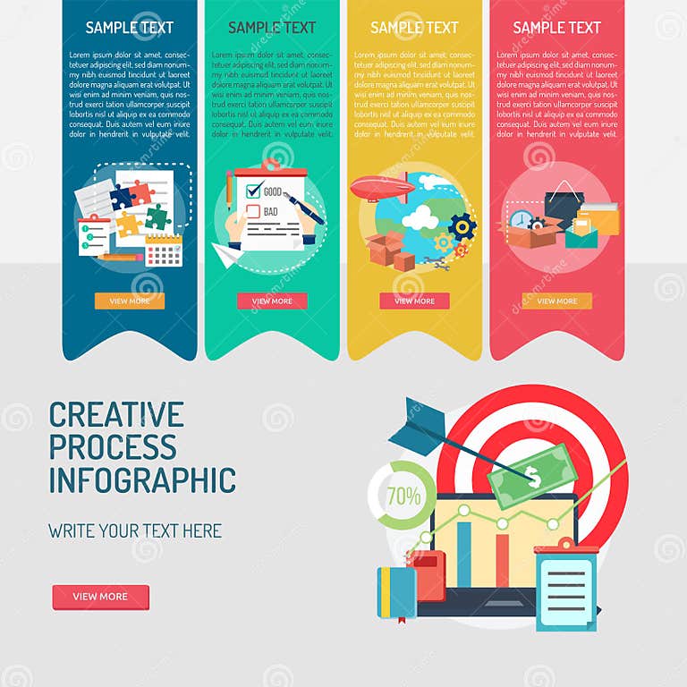 Creative Process Infographic Complex Stock Illustration - Illustration ...