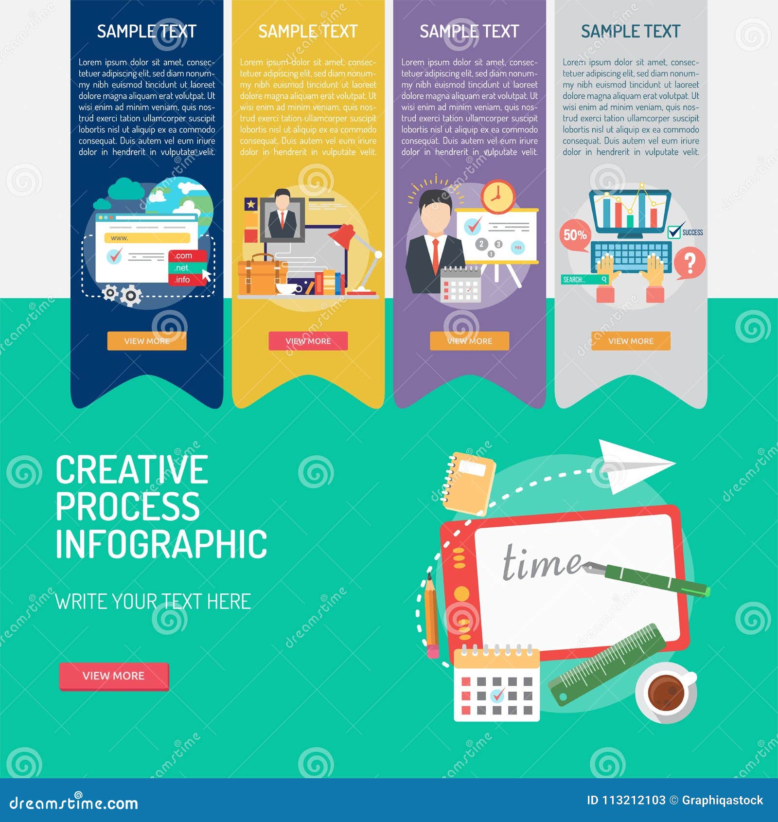 Creative Process Infographic Complex Stock Illustration - Illustration ...