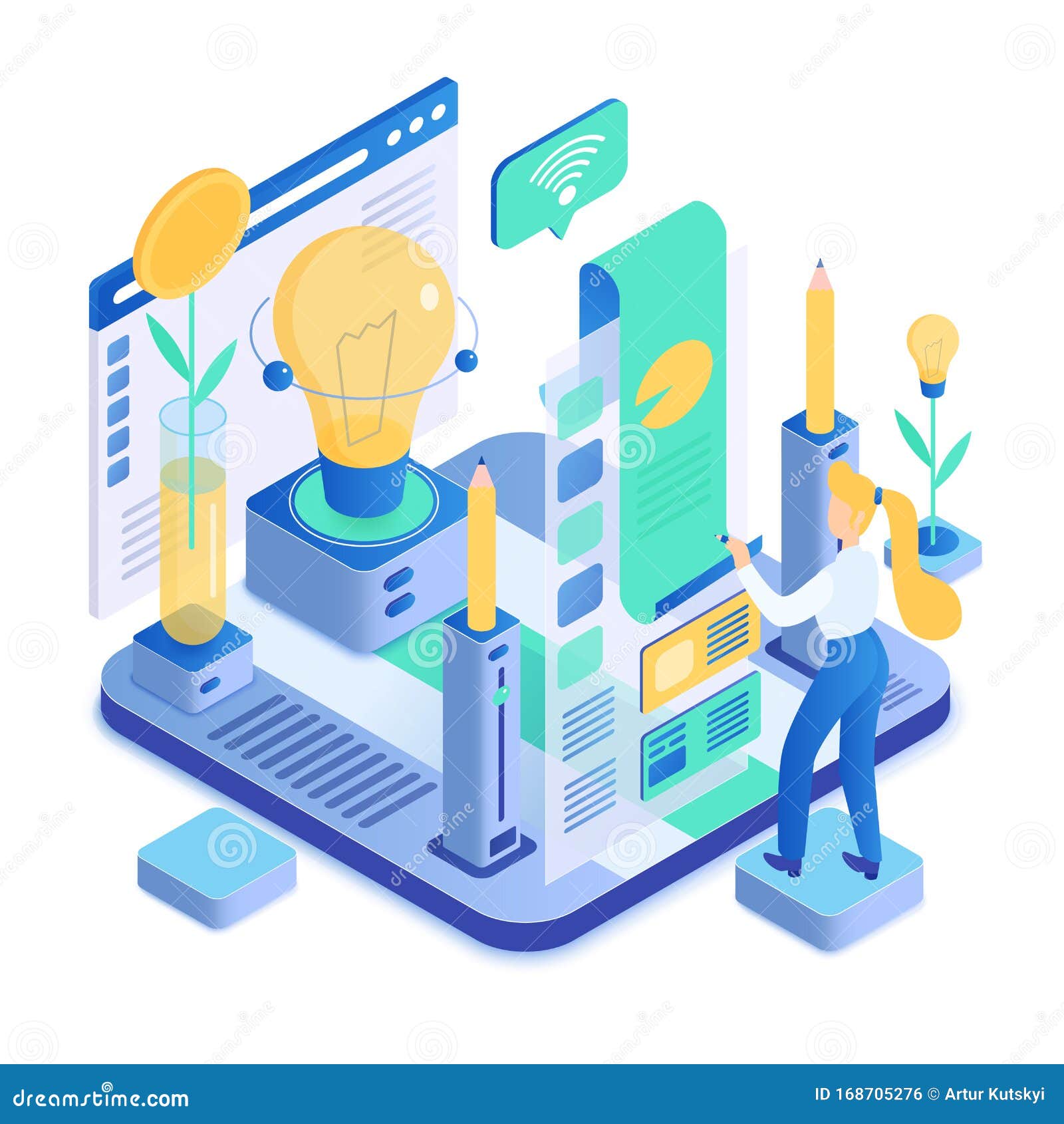 Creative Process Isometric Vector Illustration Stock Vector ...