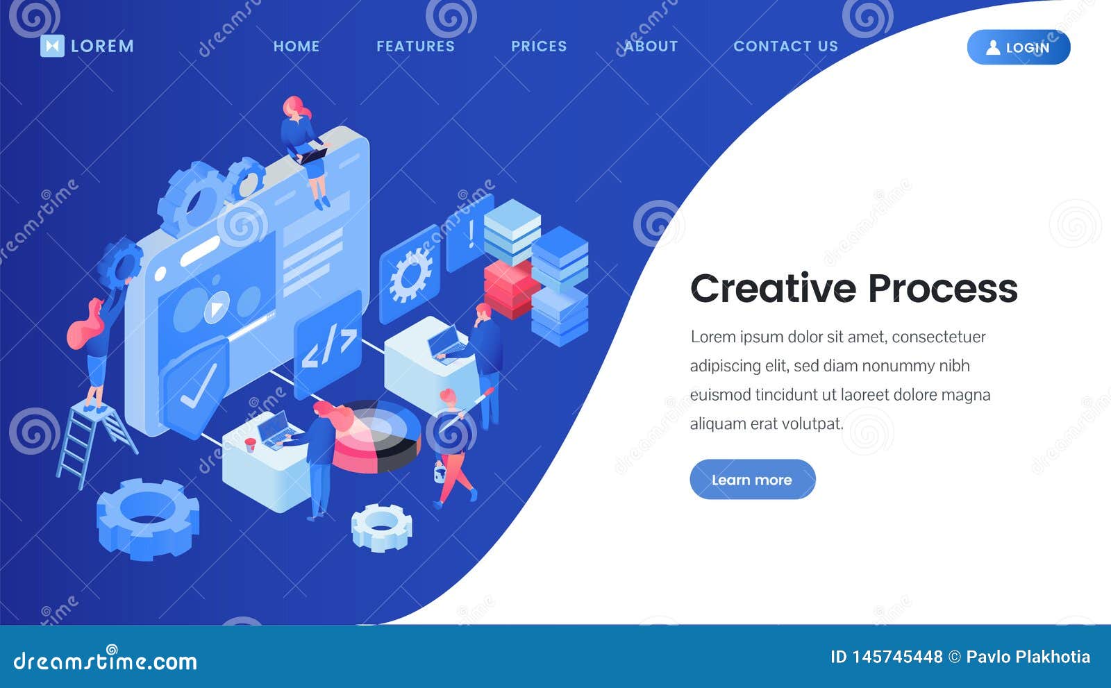Creative Process Landing Page Isometric Template Stock Vector ...