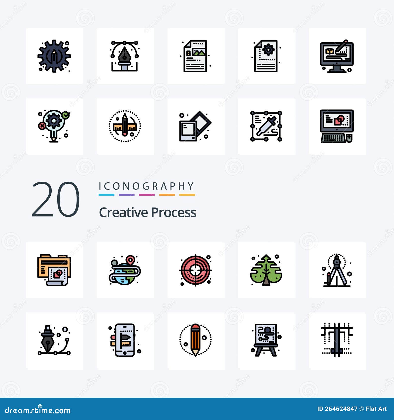 20 Creative Process Line Filled Color Icon Pack Like Process Precision ...