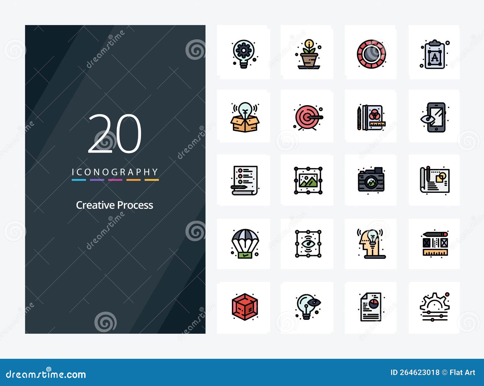 20 Creative Process Line Filled Icon for Presentation Stock Vector - Illustration of creative ...