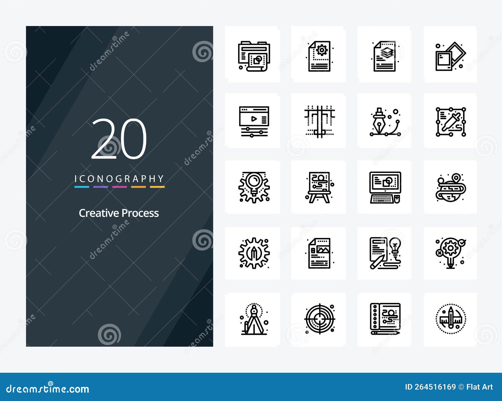 20 Creative Process Outline Icon for Presentation Stock Vector ...