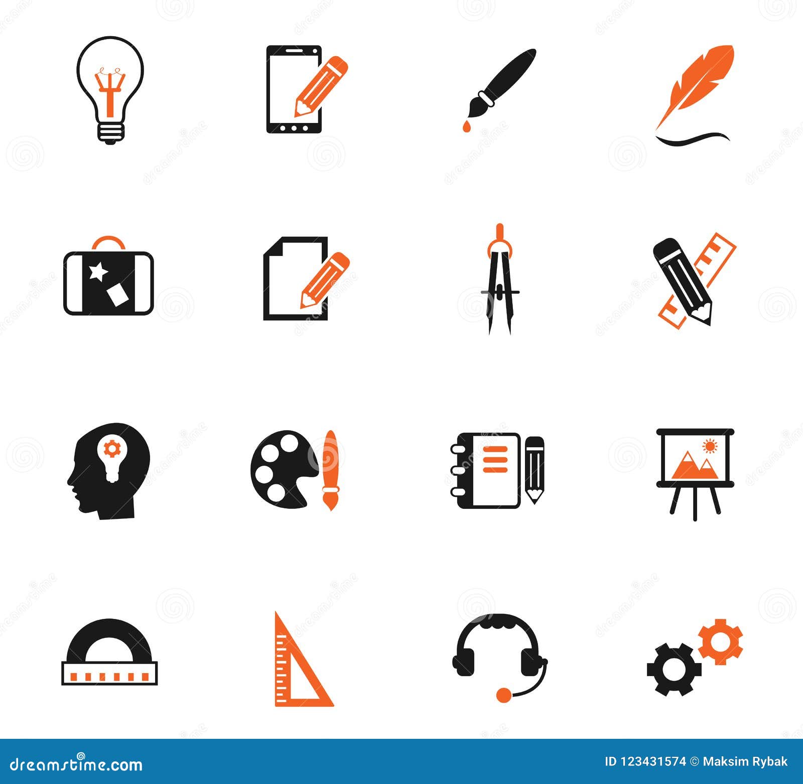 Creative Process Color Icon Set Stock Vector - Illustration of vector ...