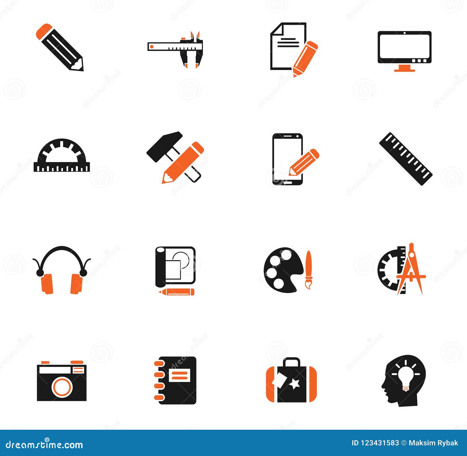 Creative process icon set stock vector. Illustration of notepad - 123431583
