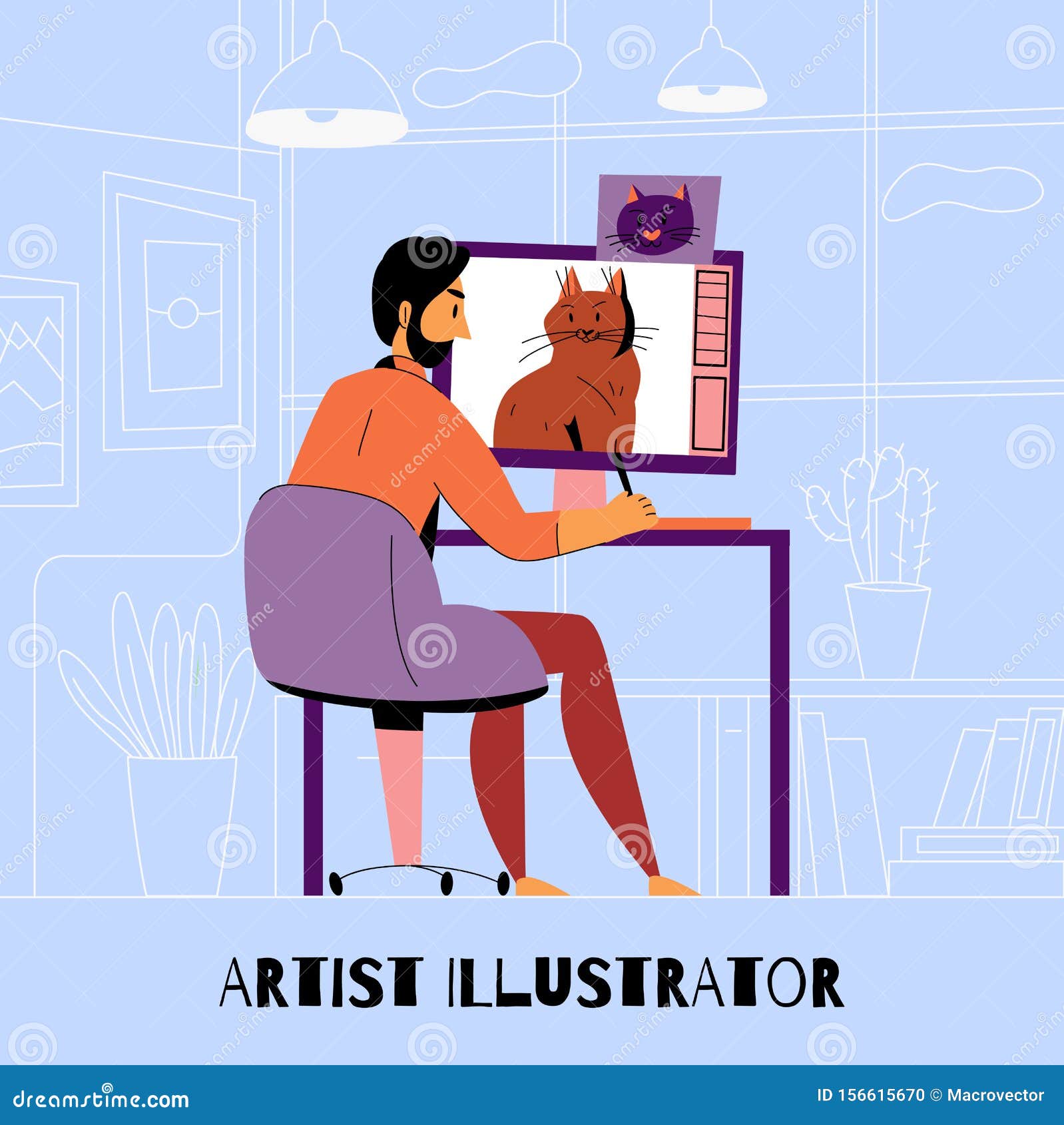 Creative Profession Artist Designer Illustrator Composition Stock ...