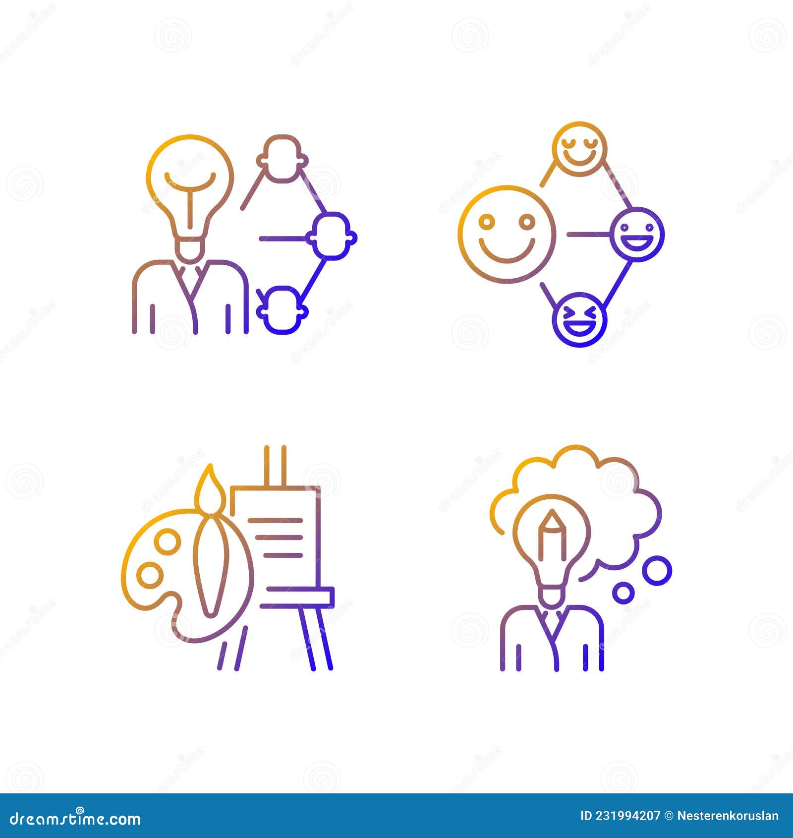 Creative and Professional Talents Gradient Linear Vector Icons Set ...