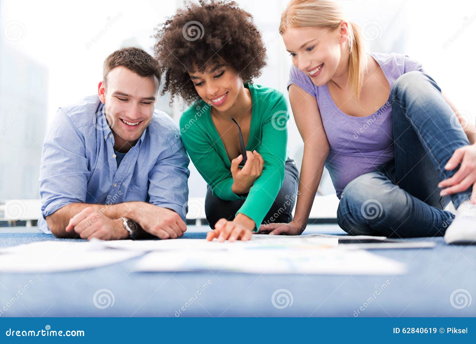 Creative Professionals Working on Floor Stock Image - Image of ...