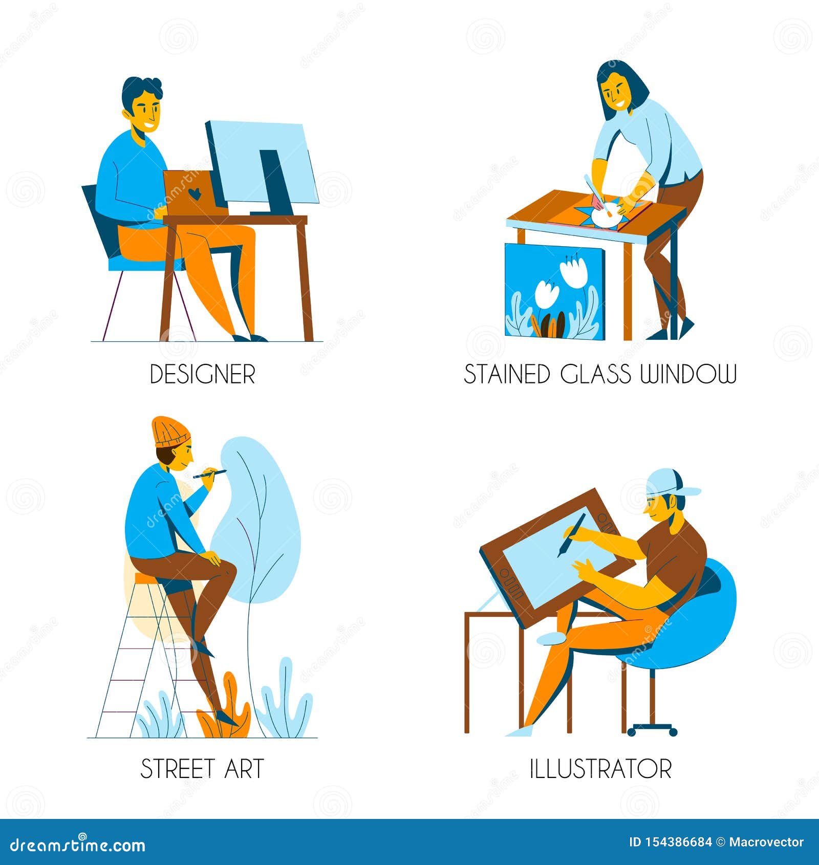 Creative Professions Flat Design Concept Stock Vector - Illustration of ...