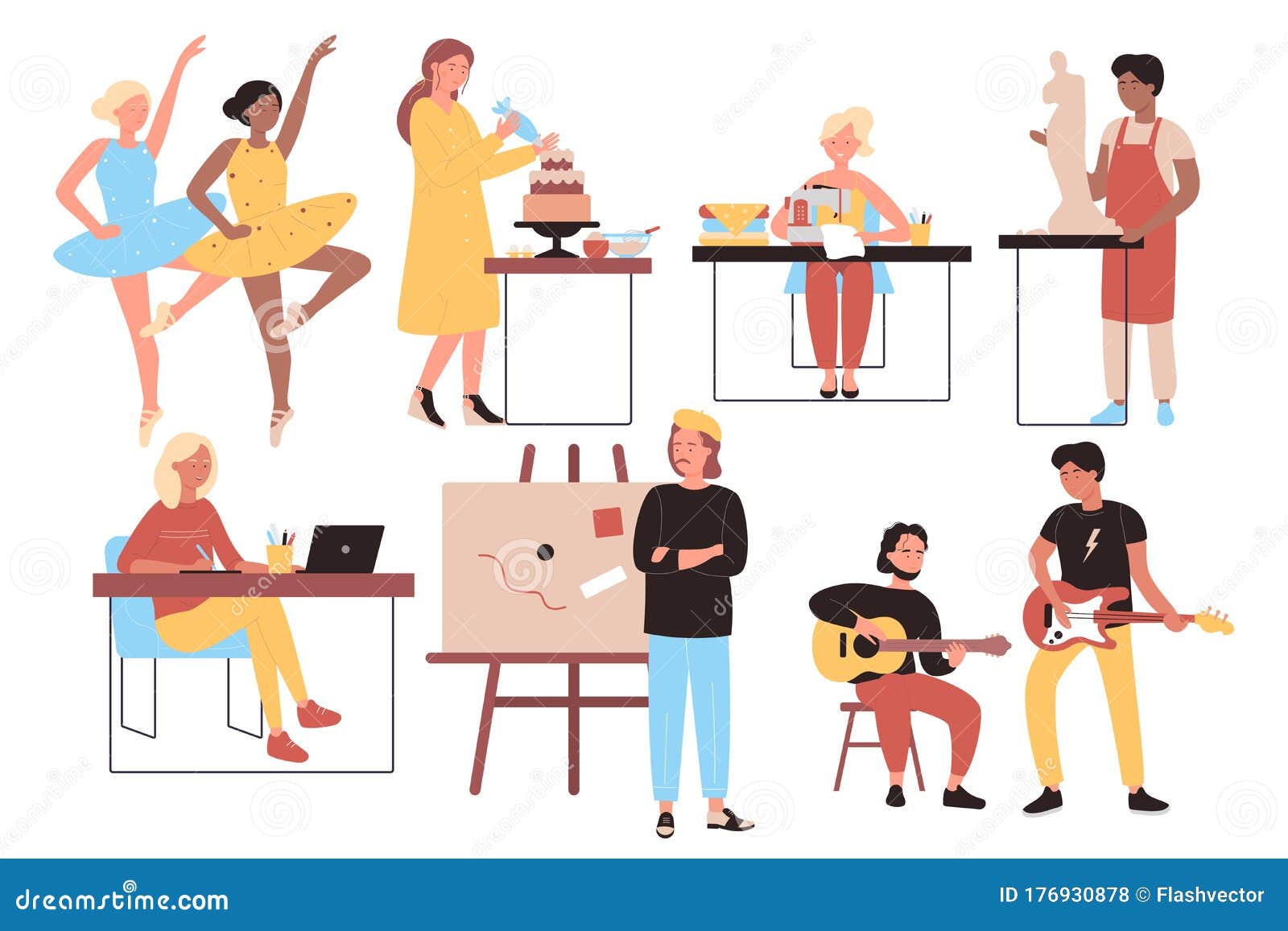 Creative Professions and Works Character Set Flat Design Vector ...