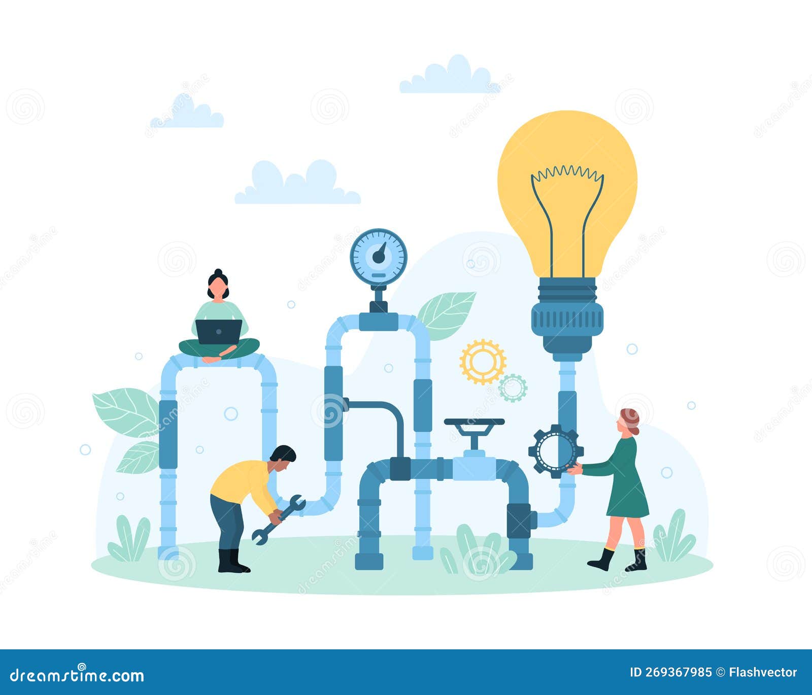 Creative Project Generation Process, Tiny People Work with Idea ...