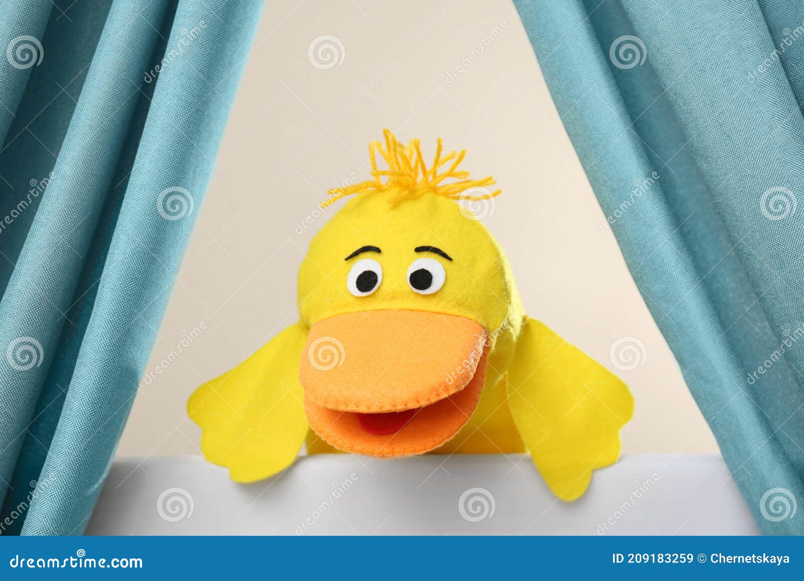 Creative Puppet Show on White Stage Indoors Stock Image - Image of ...