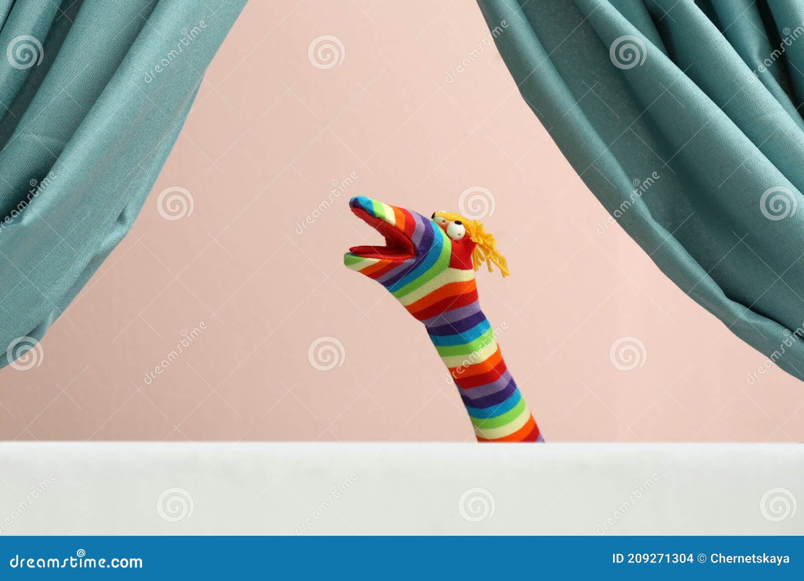 Creative Puppet Show on White Stage Indoors Stock Photo - Image of ...