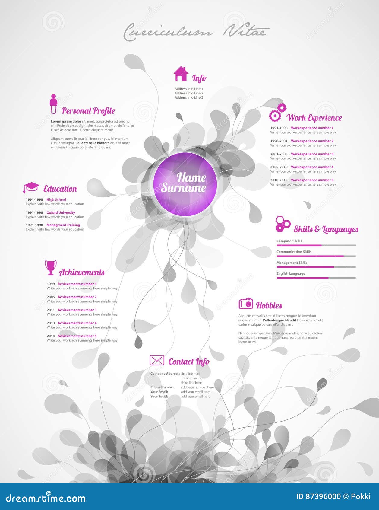 Creative, Purple Color CV / Resume Template. Stock Vector ...