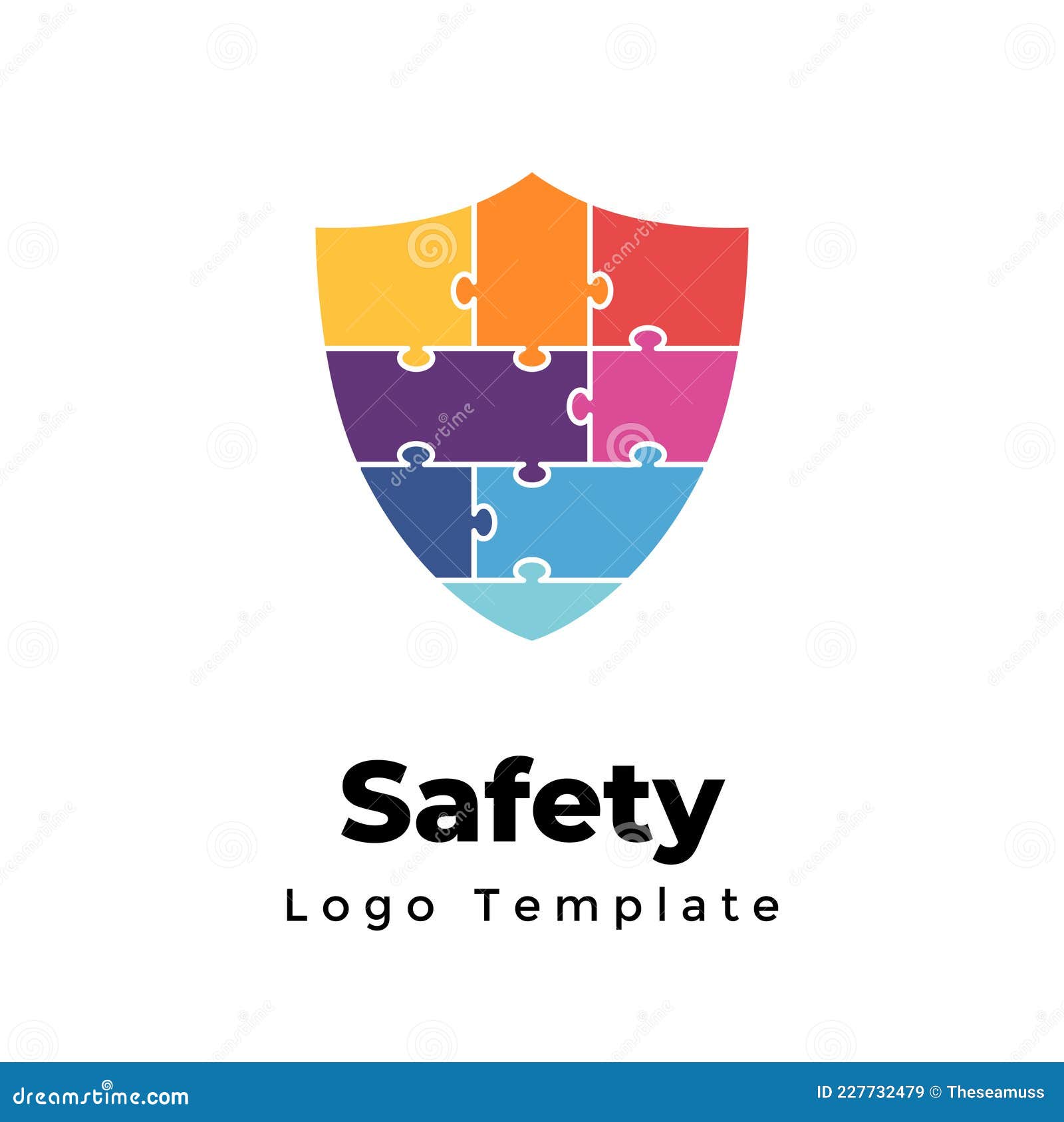Creative Puzzle Vector Protection Logo. Abstract Shield Sign. Internet ...