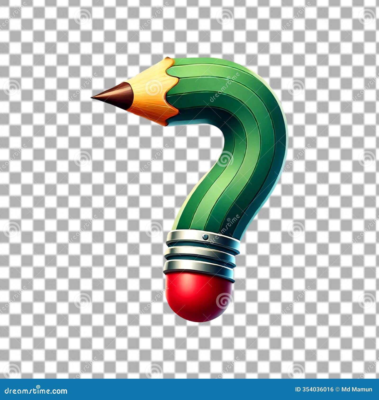 Creative Question Mark Made of a Cartoon Pencil Stock Illustration ...