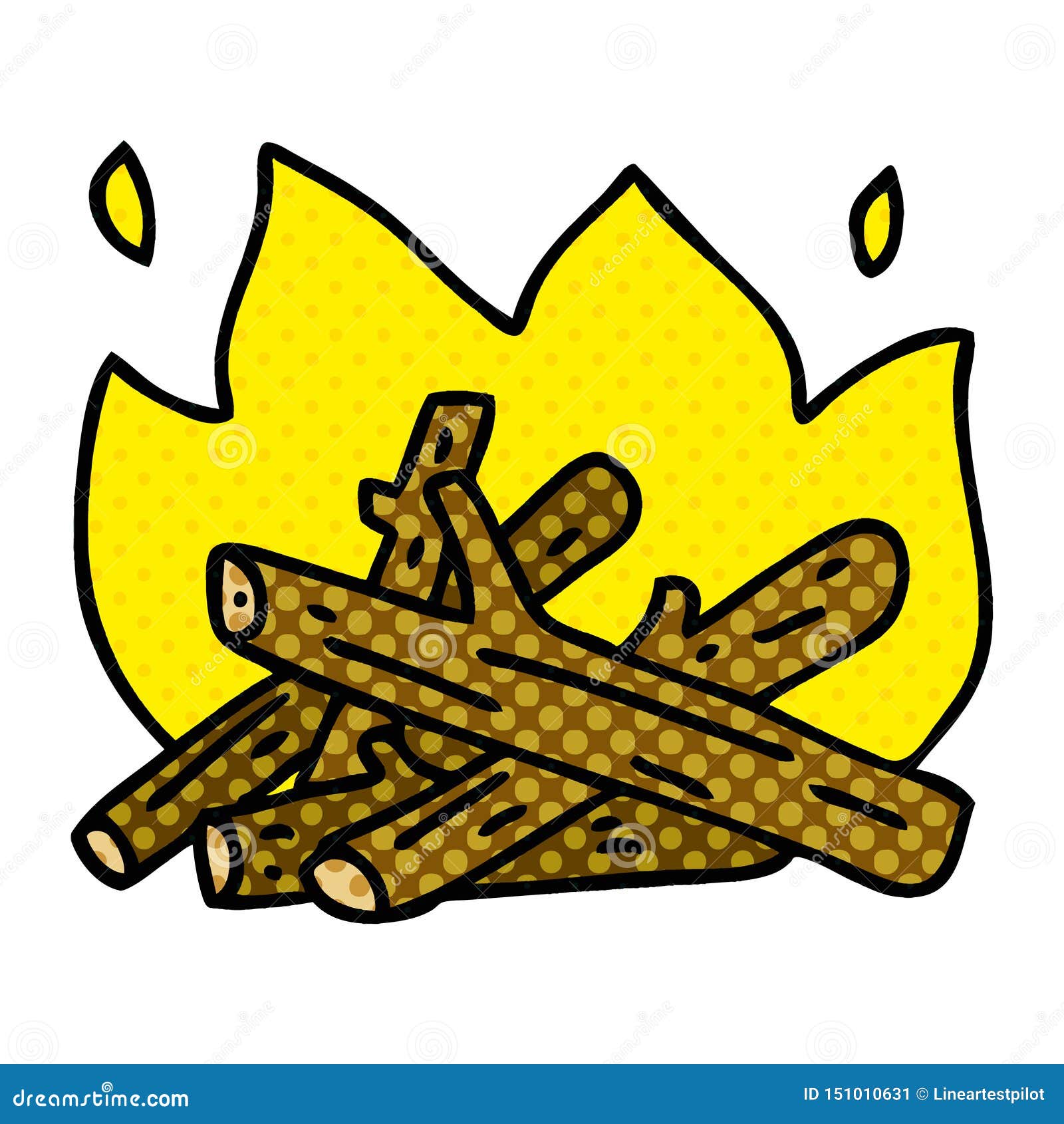 A Creative Quirky Comic Book Style Cartoon Campfire Stock Vector ...