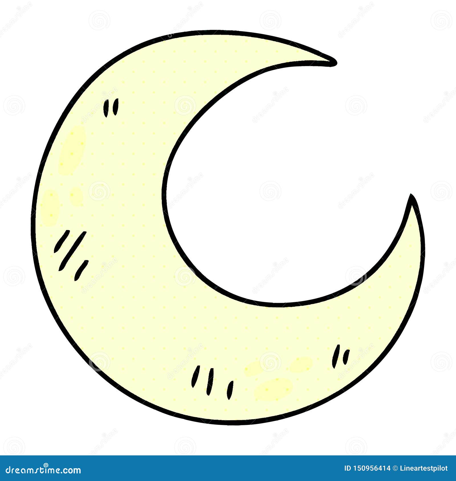 A Creative Quirky Comic Book Style Cartoon Crescent Moon Stock Vector ...