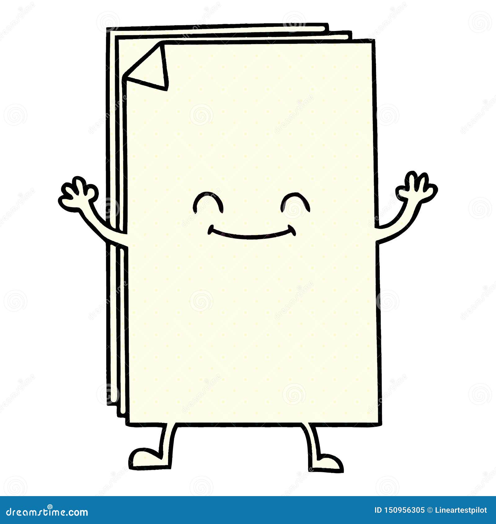 A Creative Quirky Comic Book Style Cartoon Happy Stack of Papers Stock ...