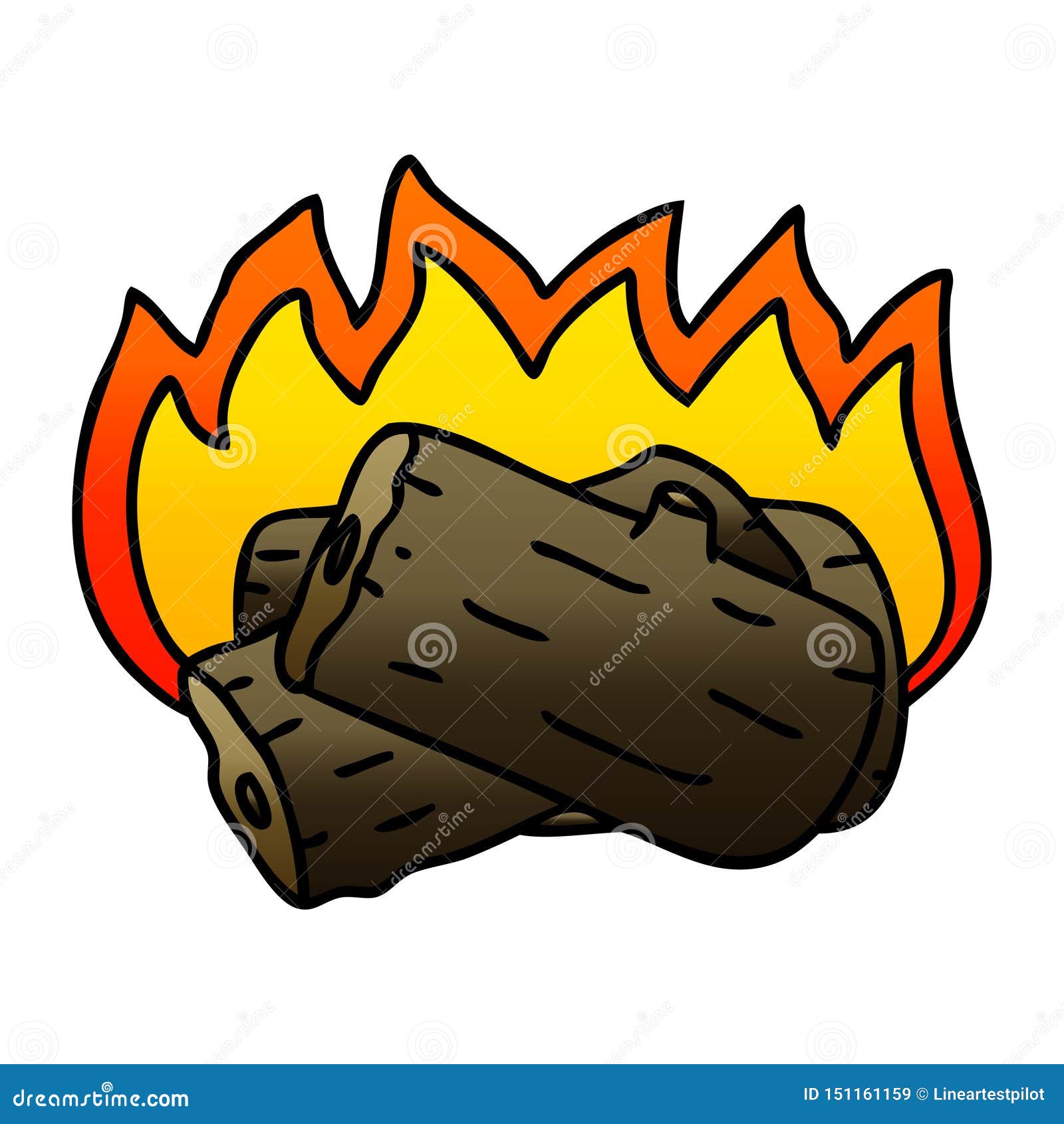 A Creative Quirky Gradient Shaded Cartoon Burning Log Stock Vector ...