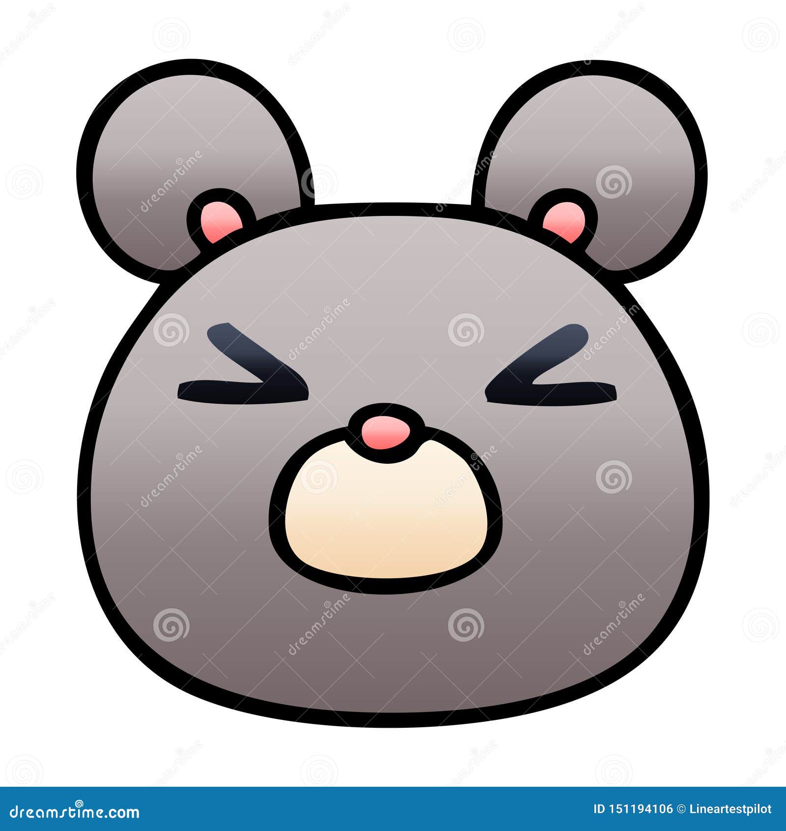 A Creative Quirky Gradient Shaded Cartoon Mouse Face Stock Vector ...