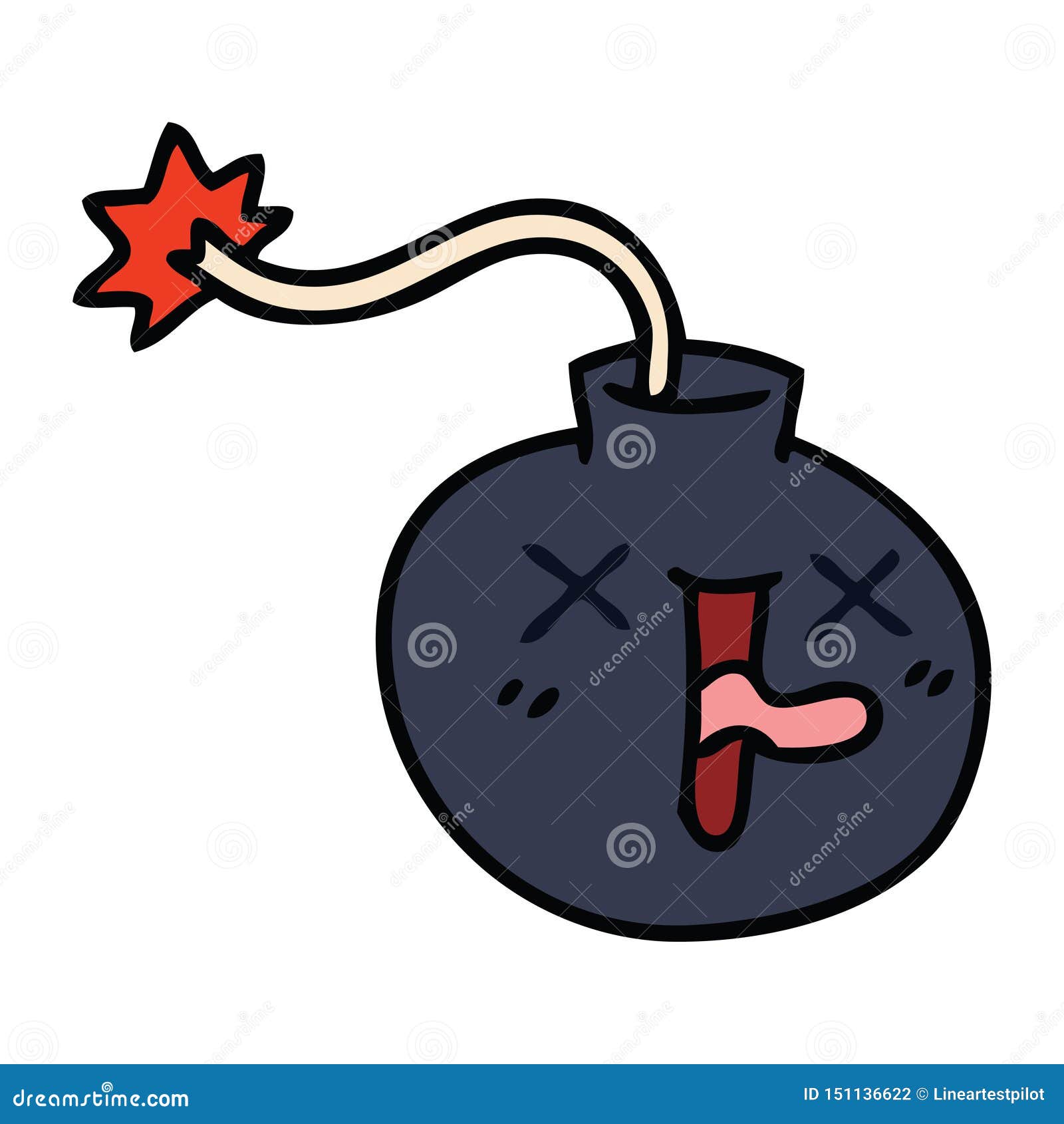 A Creative Quirky Hand Drawn Cartoon Bomb Stock Vector - Illustration ...
