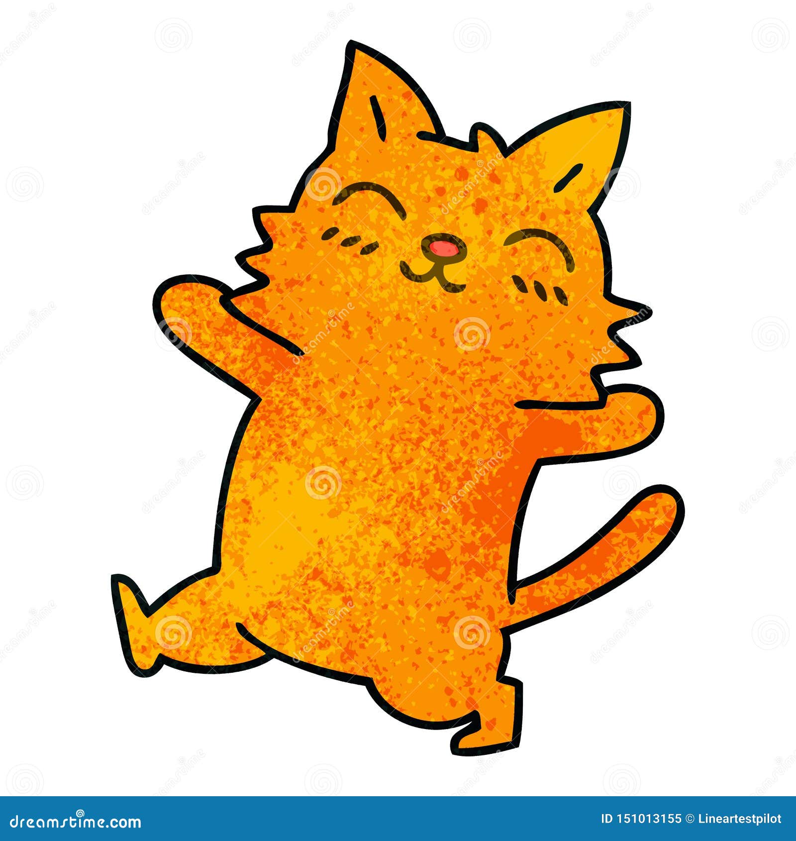 A Creative Quirky Hand Drawn Cartoon Cat Stock Vector - Illustration of ...