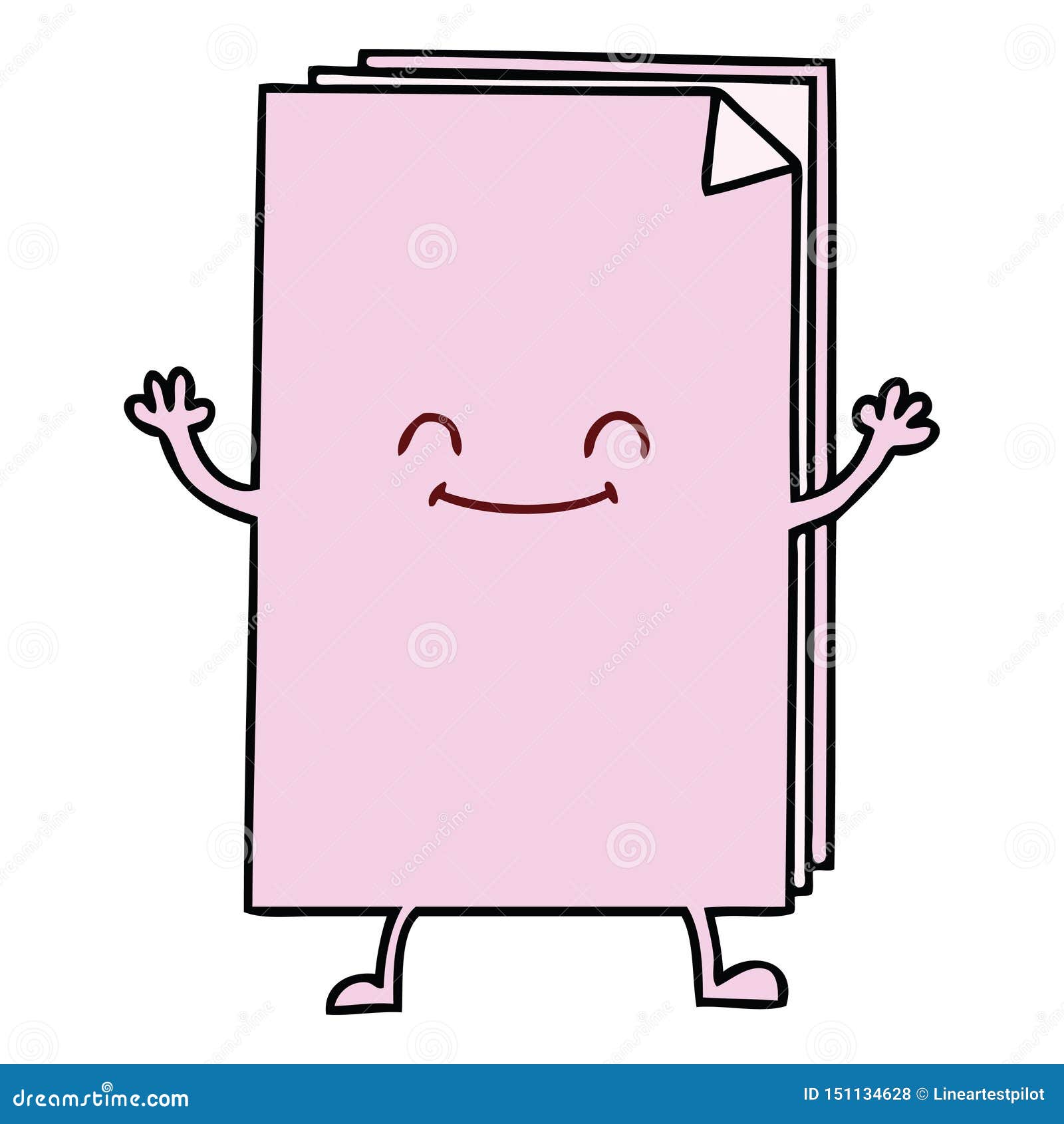 A Creative Quirky Hand Drawn Cartoon Happy Stack of Papers Stock Vector ...