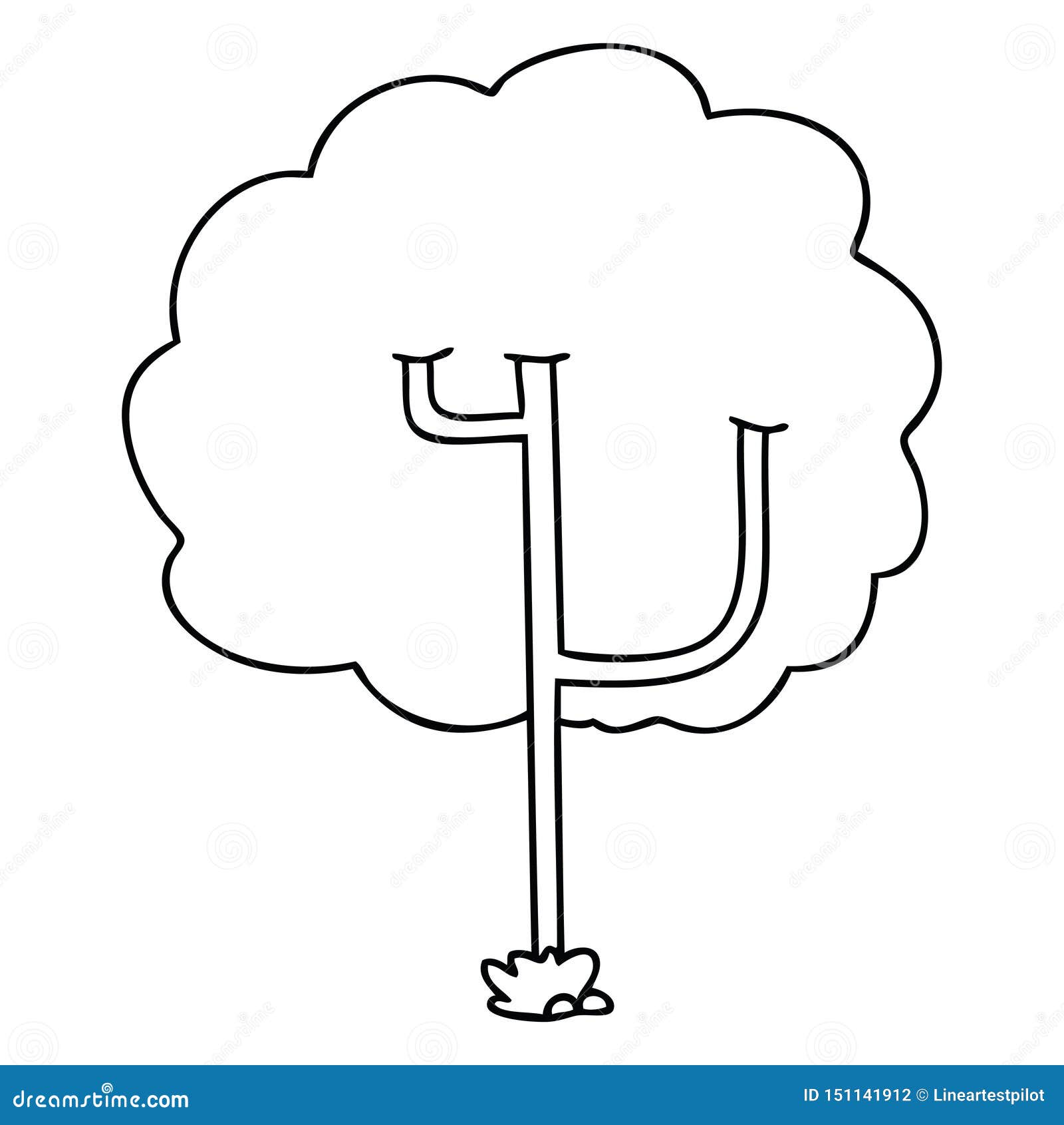 A Creative Quirky Line Drawing Cartoon Tree Stock Vector - Illustration ...