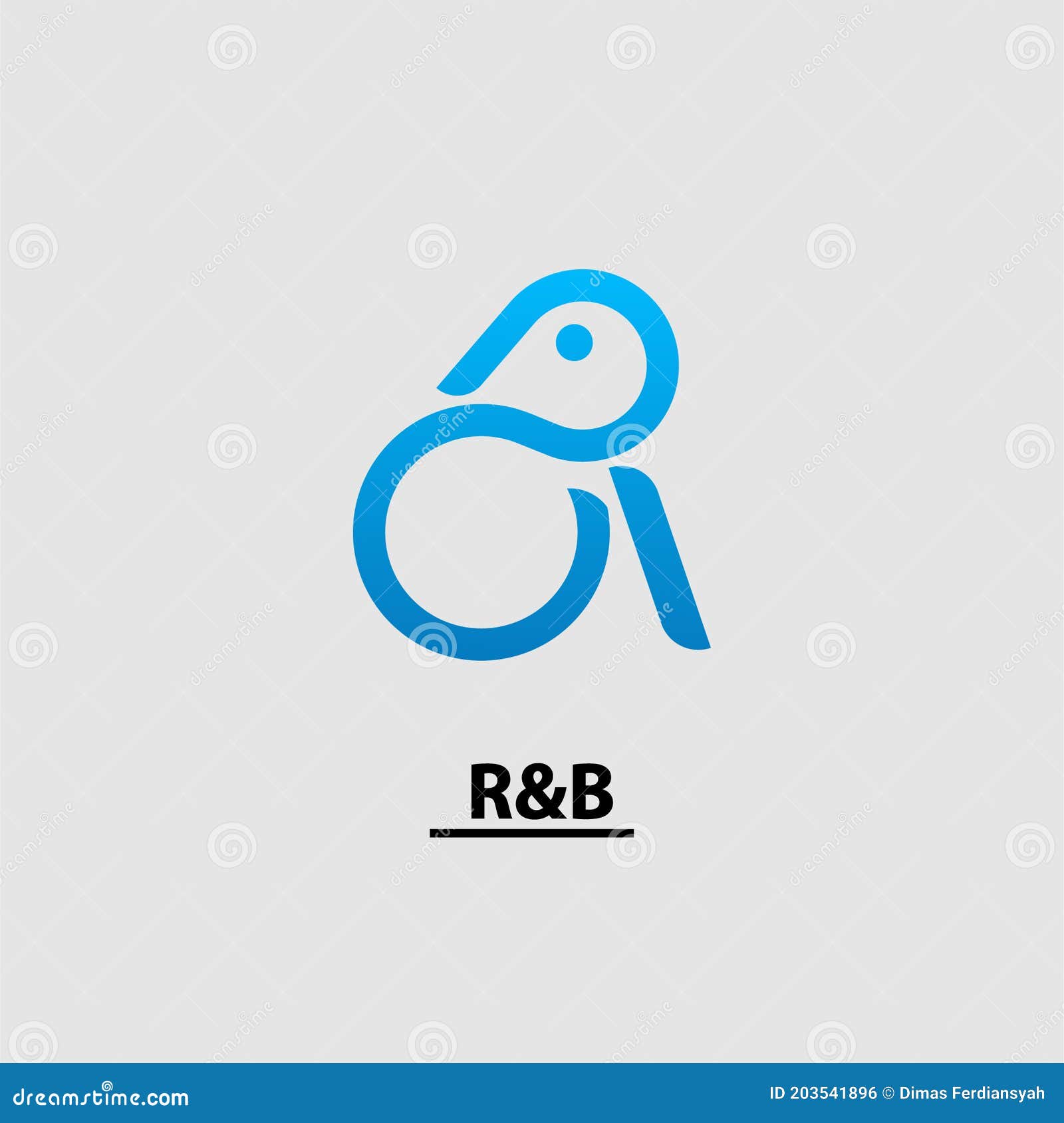 Gradient Creative R & B Logo Design Rabbit Concept Stock Vector ...