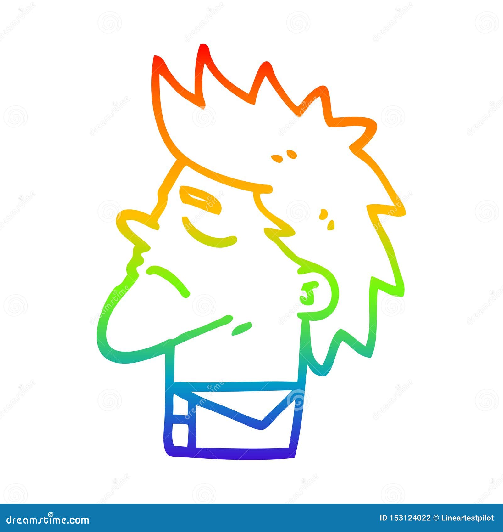 Arrogant Man Male Face Ignoring Cartoon Rainbow Line Gradient Spectrum ...