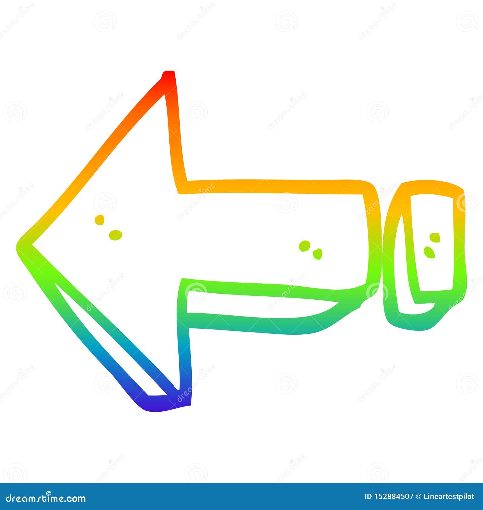 A Creative Rainbow Gradient Line Drawing Cartoon Arrow Pointing ...