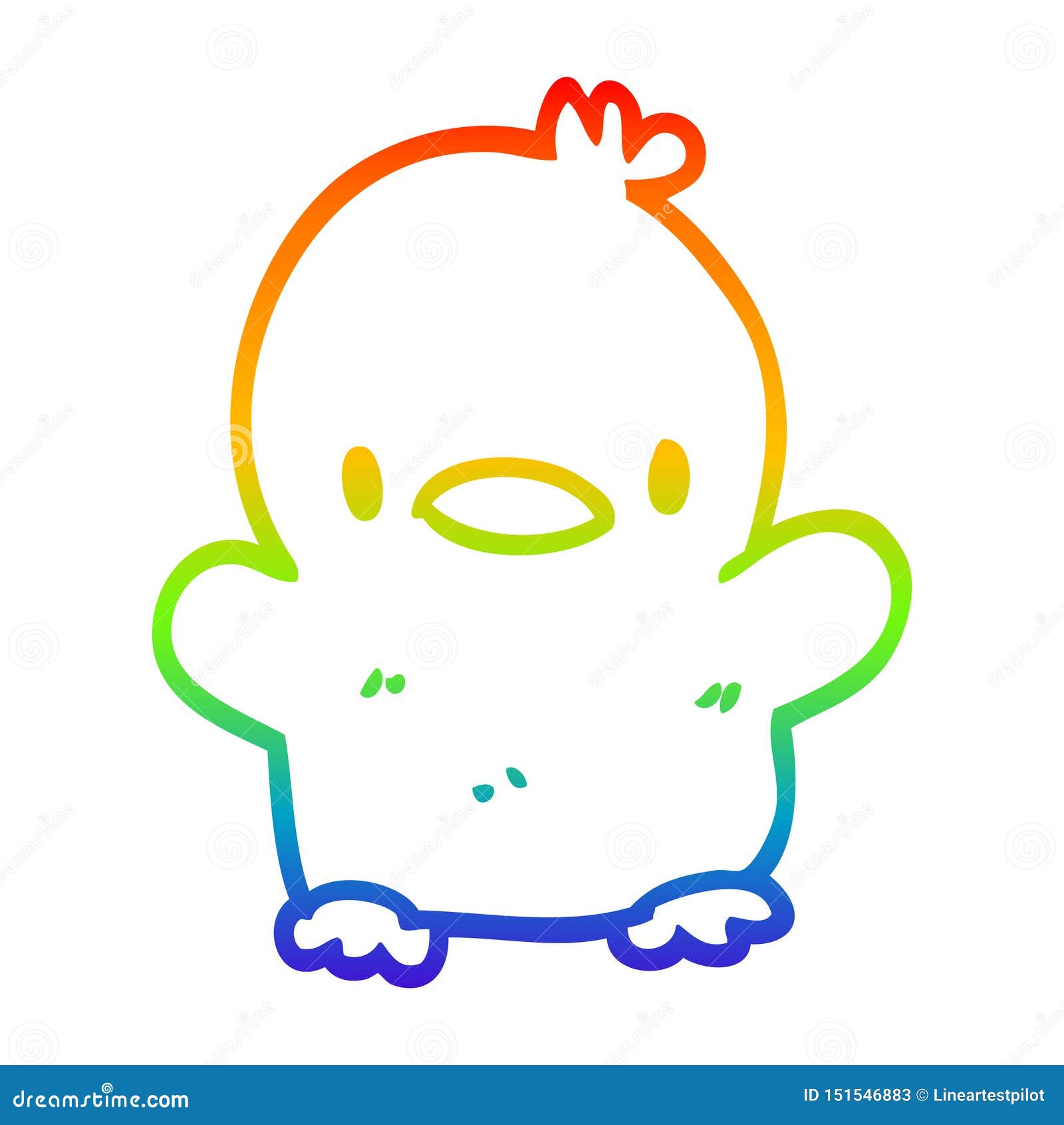 A Creative Rainbow Gradient Line Drawing Cartoon Baby Duck Stock Vector ...