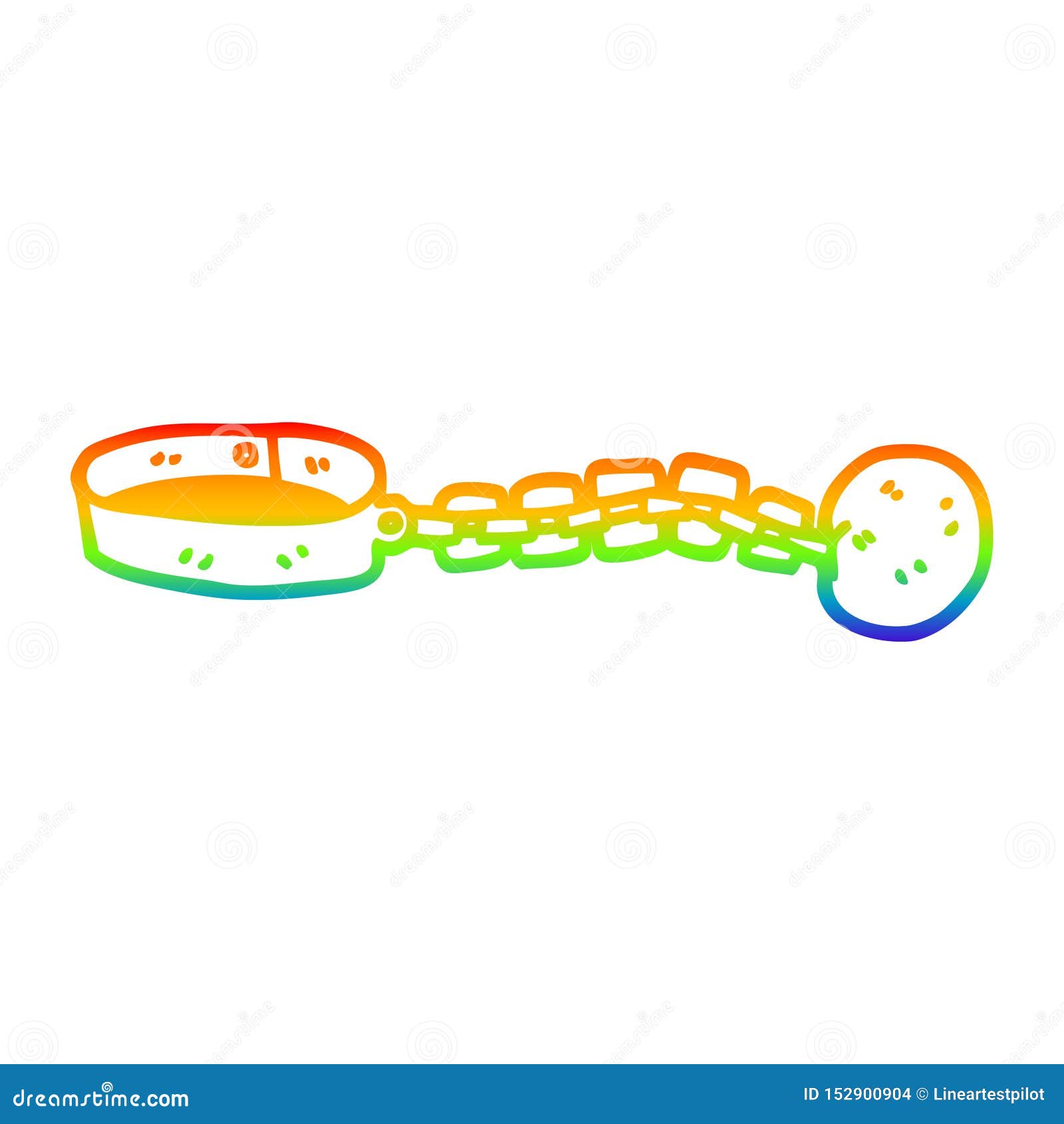 A Creative Rainbow Gradient Line Drawing Cartoon of Ball and Chain ...