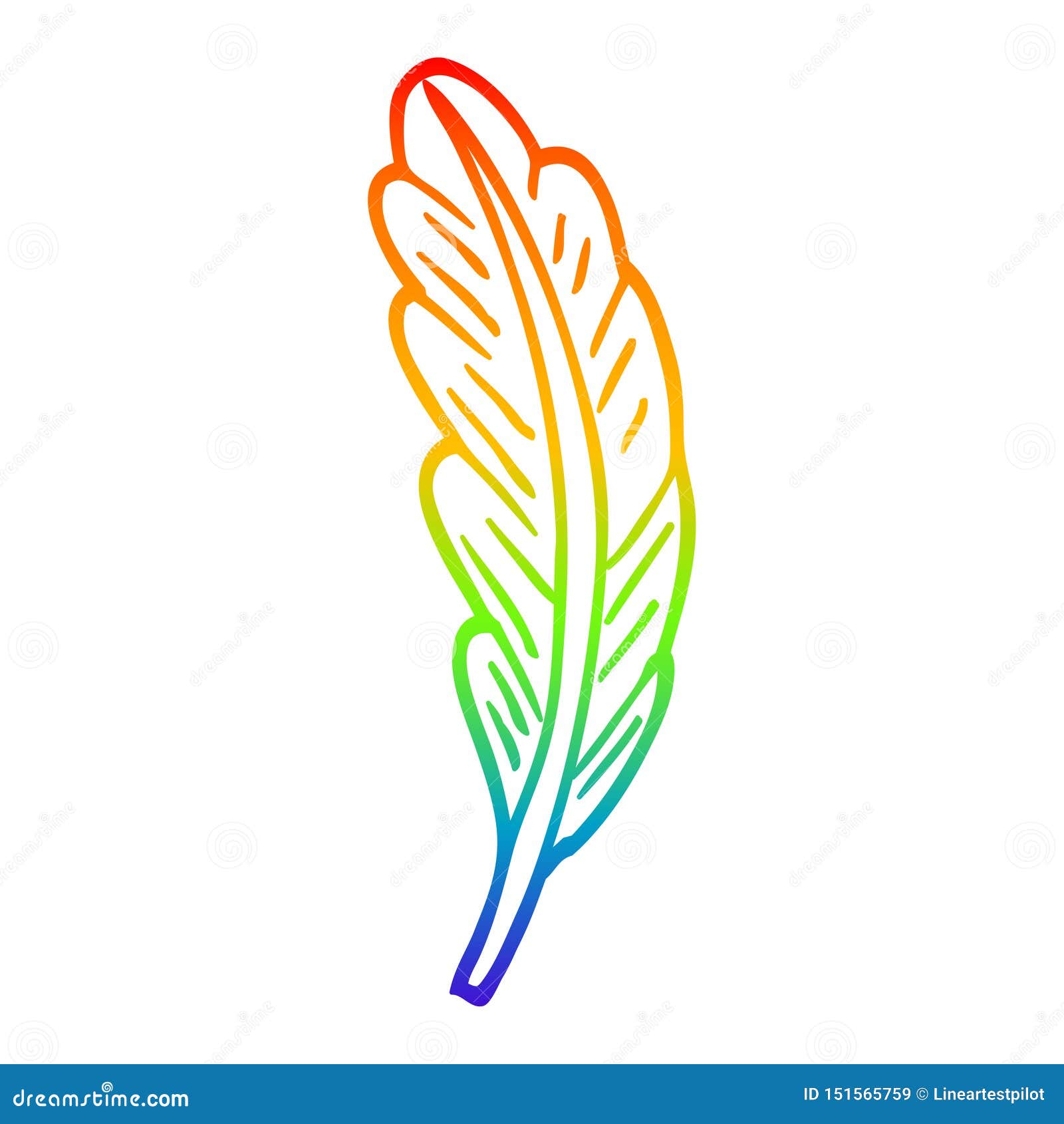 A Creative Rainbow Gradient Line Drawing Cartoon Bird Feather Stock ...