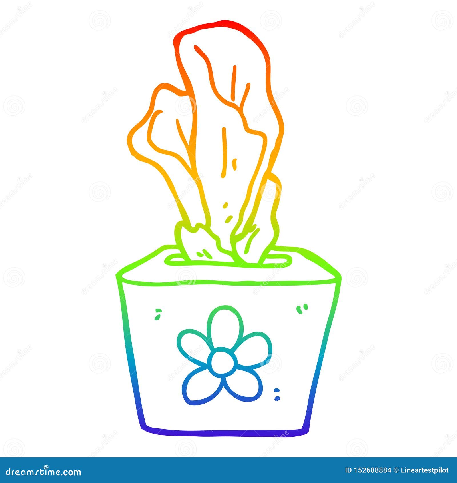 A Creative Rainbow Gradient Line Drawing Cartoon Box of Tissues Stock ...