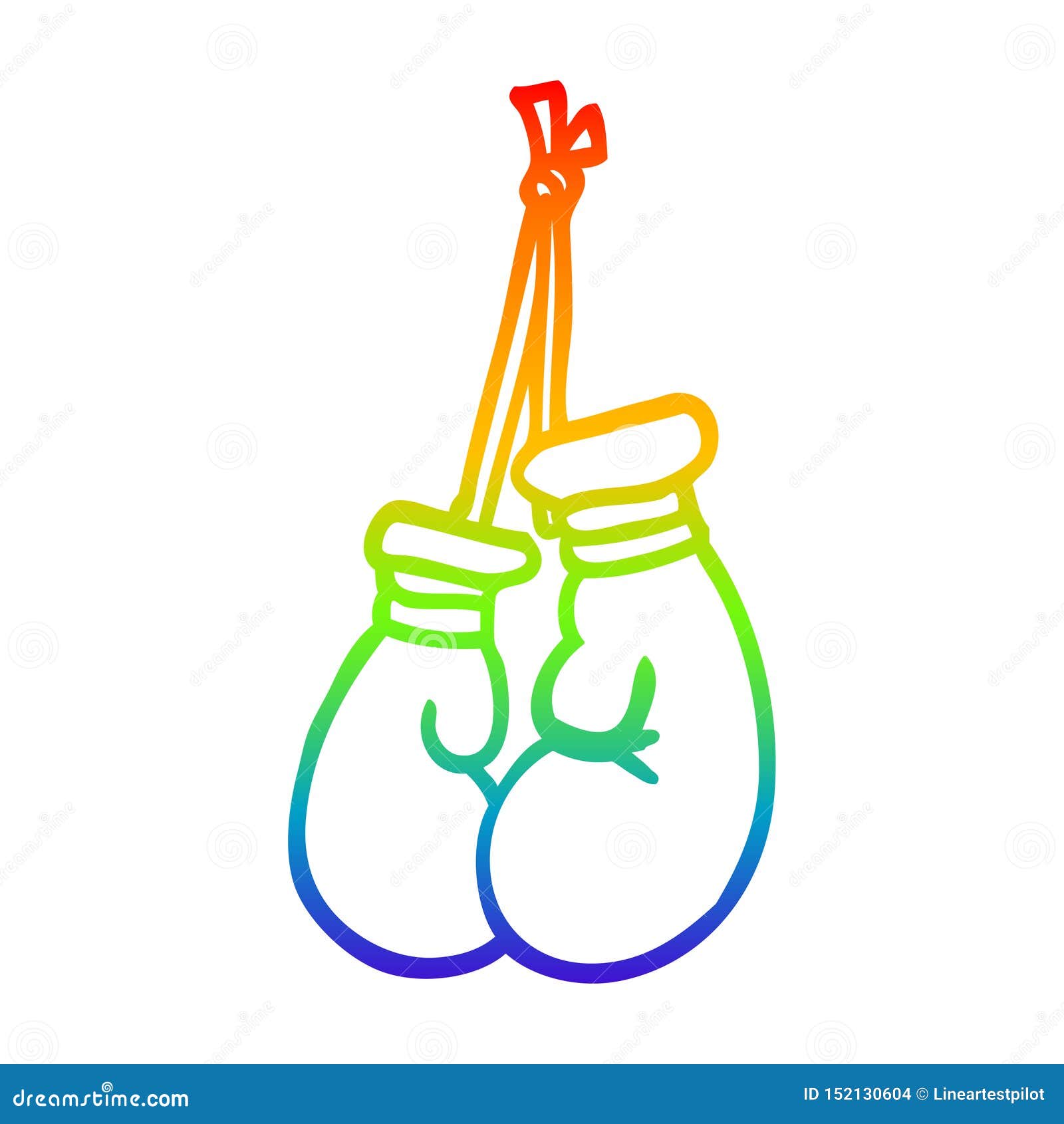 A Creative Rainbow Gradient Line Drawing Cartoon Boxing Gloves Stock ...
