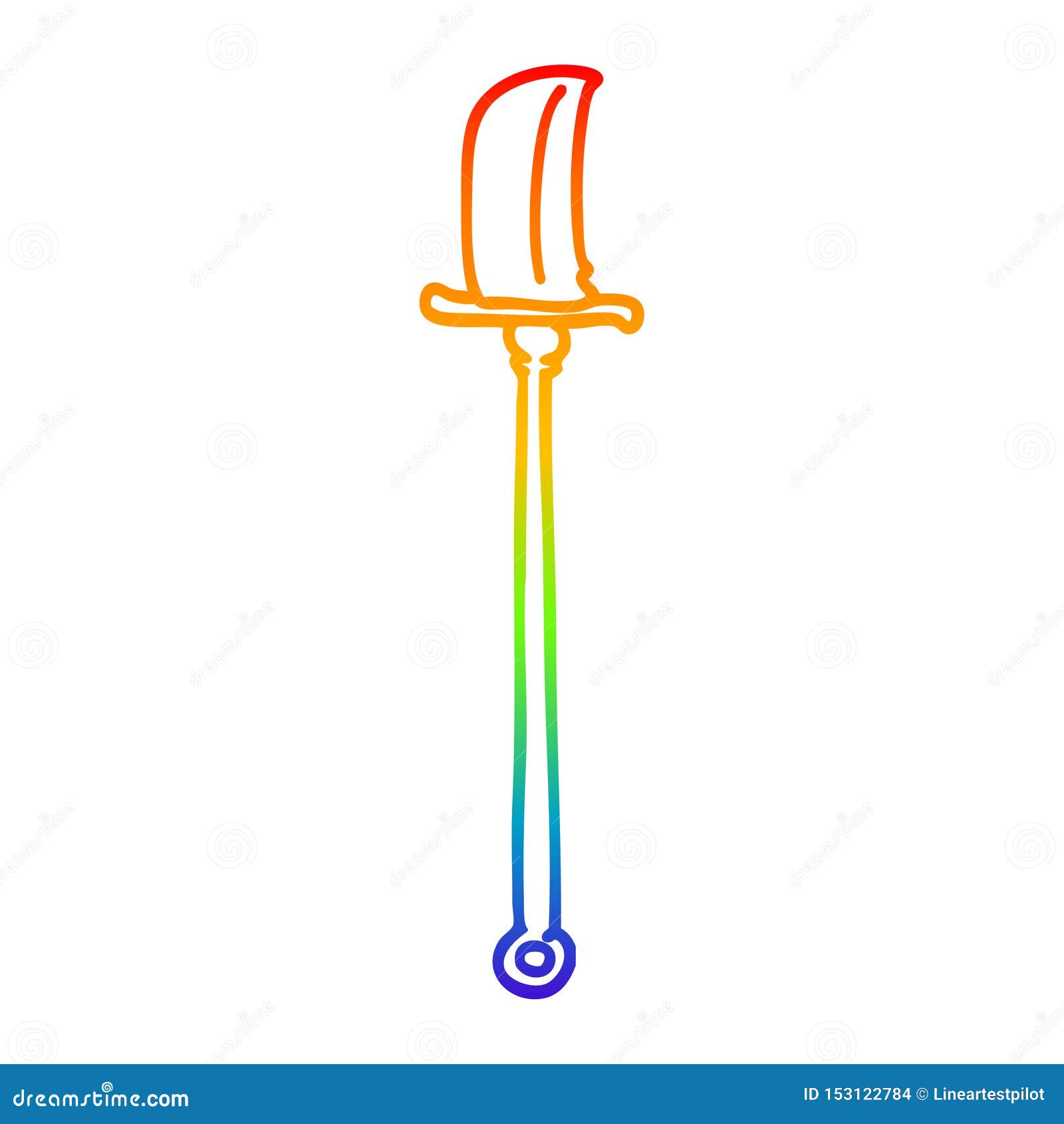 A Creative Rainbow Gradient Line Drawing Cartoon Bronze Halberd Stock ...