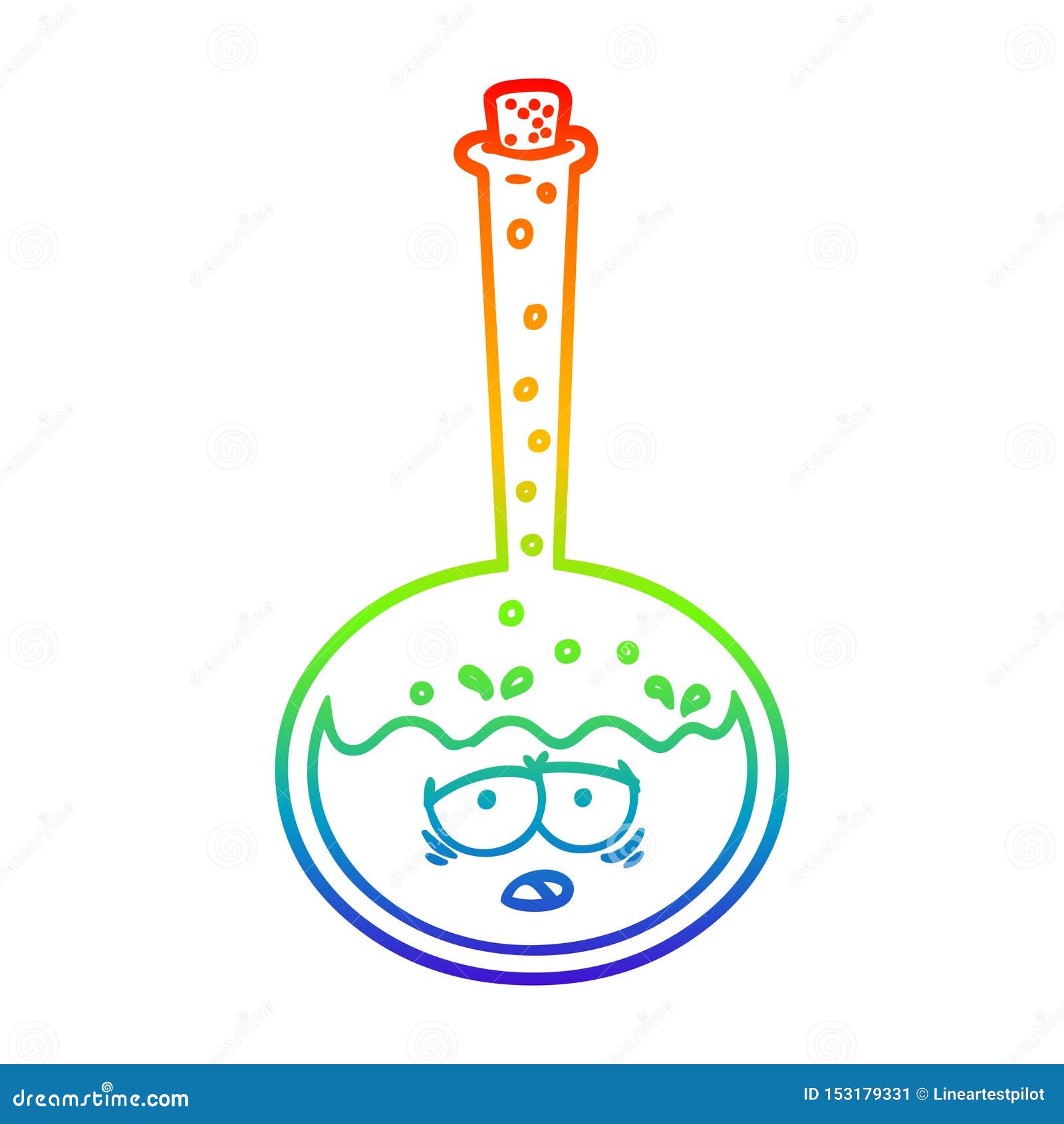 A Creative Rainbow Gradient Line Drawing Cartoon Chemical Reaction ...