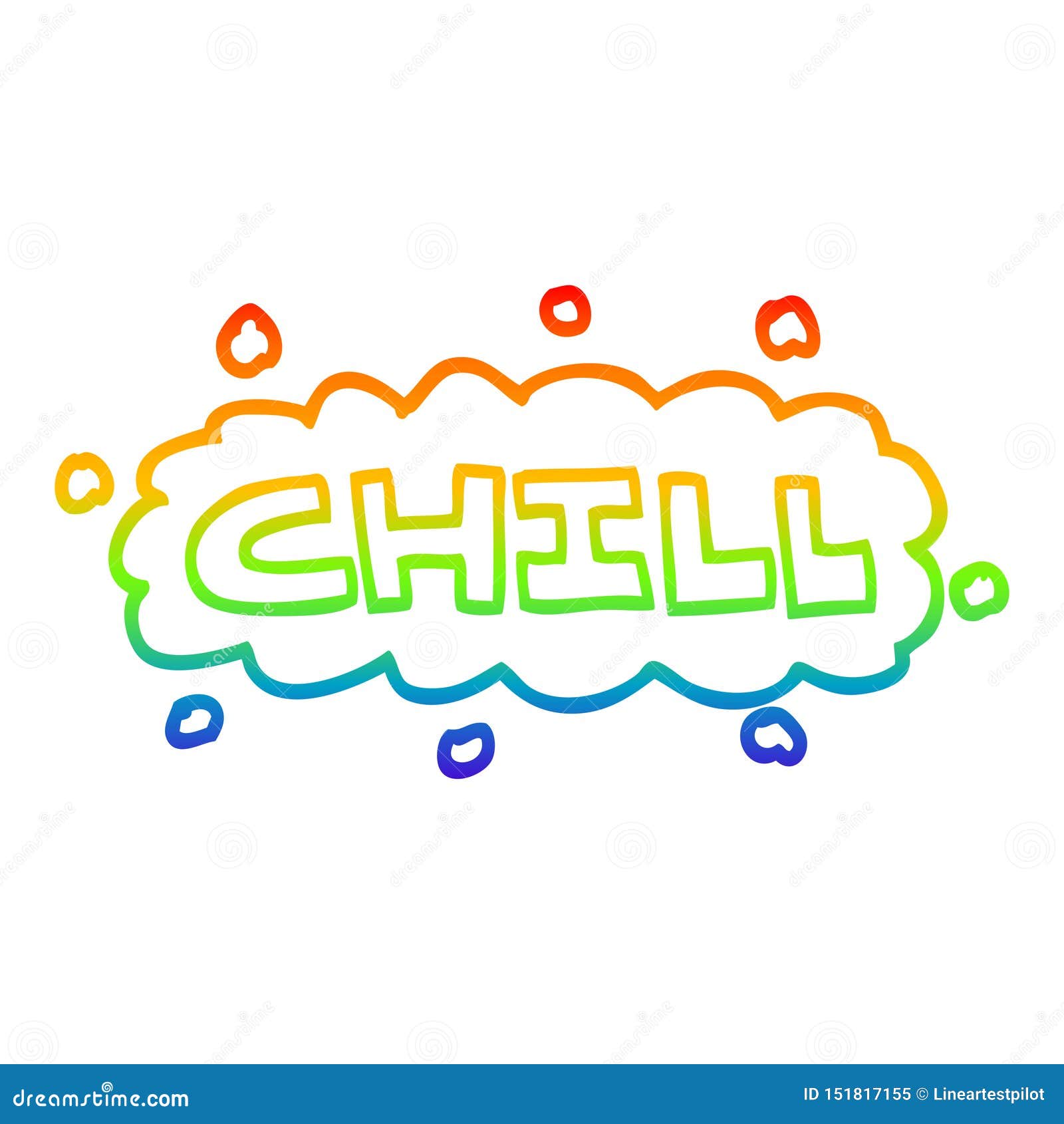 A Creative Rainbow Gradient Line Drawing Cartoon Chill Symbol Stock ...