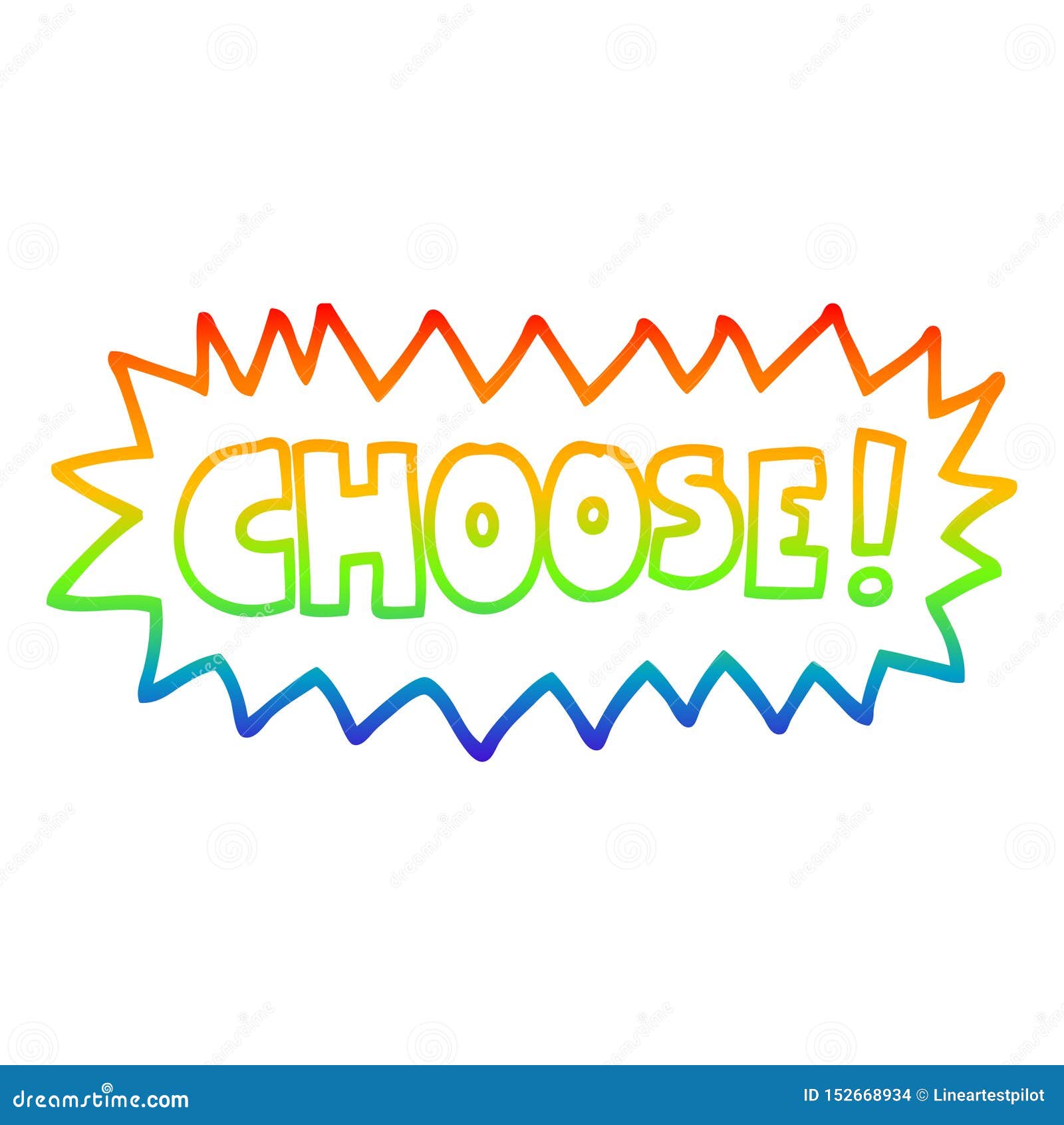 A Creative Rainbow Gradient Line Drawing Cartoon Choose Symbol Stock ...