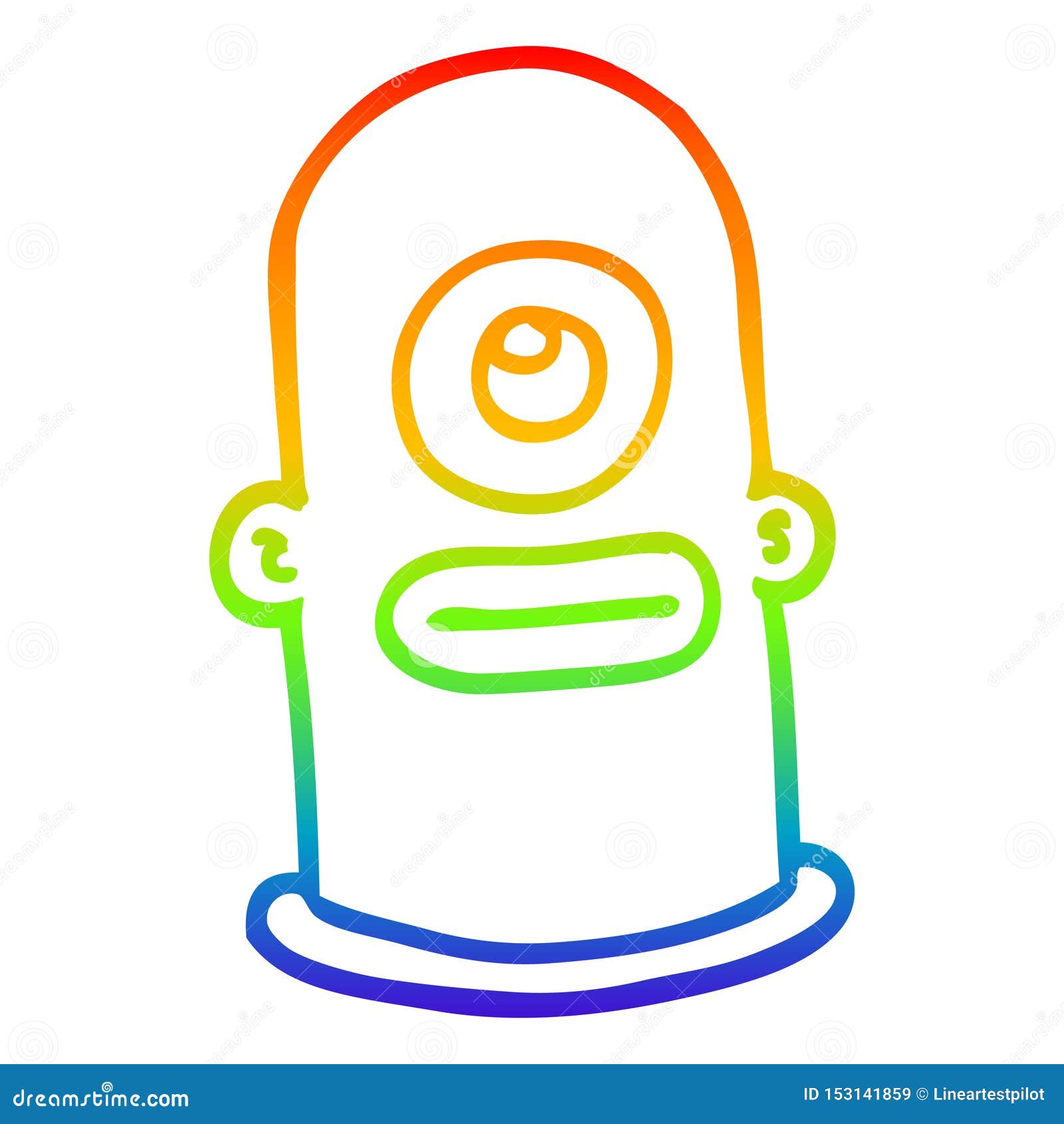 A Creative Rainbow Gradient Line Drawing Cartoon Cyclops Face Stock ...